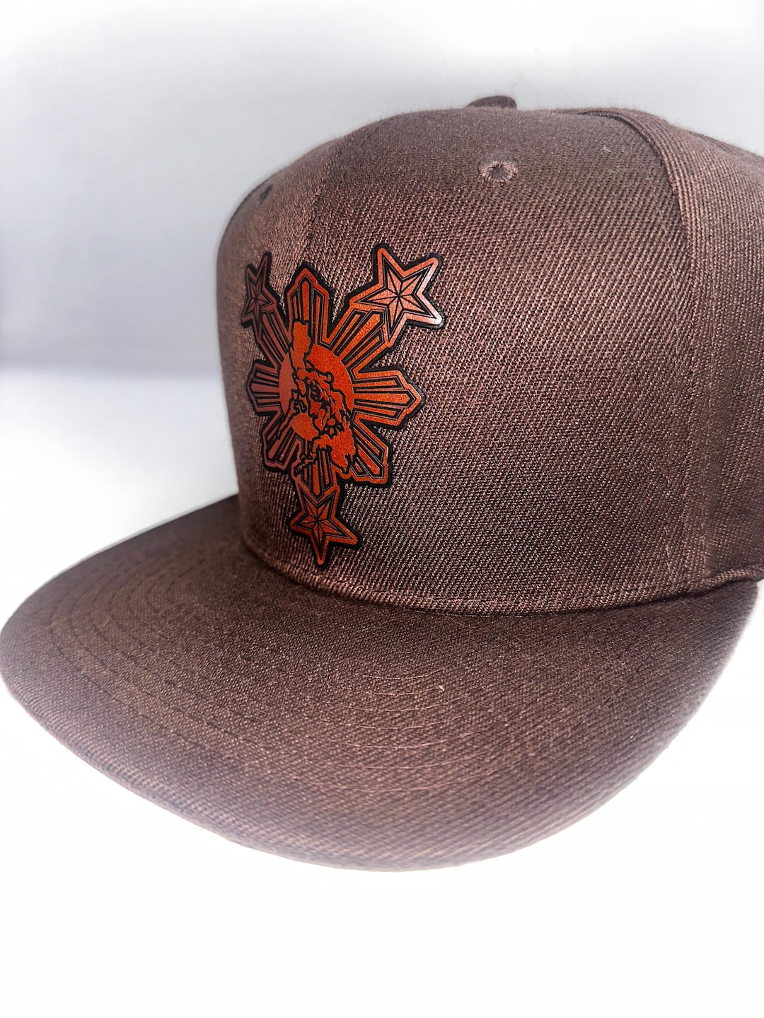 Philippines Filipino Flag Cap Brown Leather Brown Sun Side Islands 7107 ...