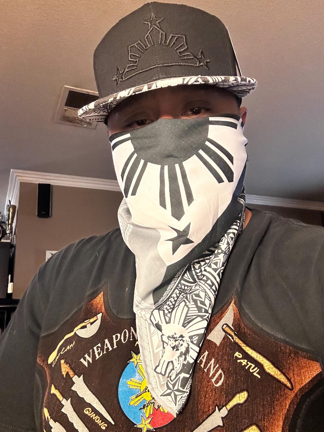 Philippines Filipino Tribal Black and Gray White Bandana 22” X 22” 3 ...