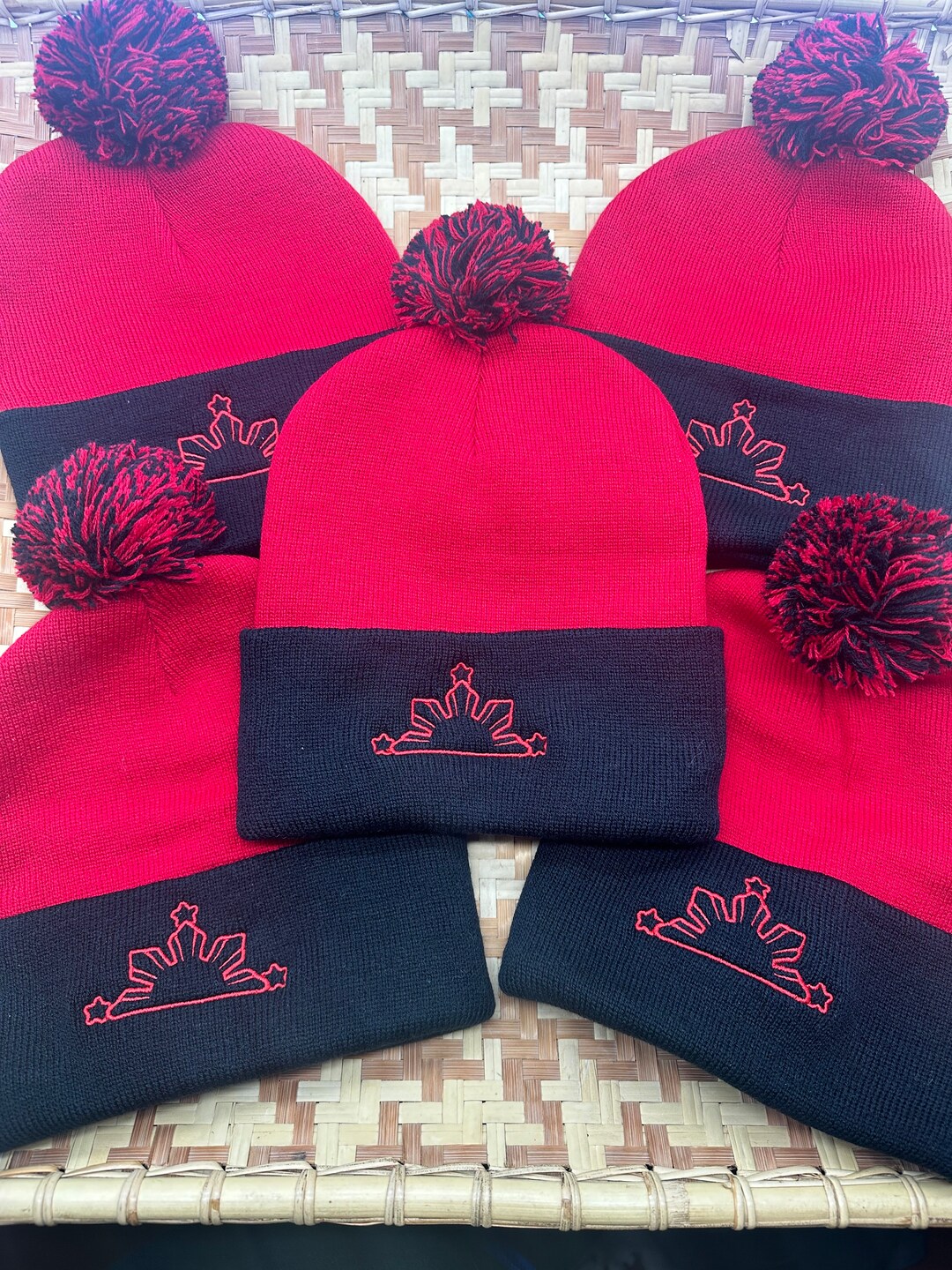 Philippines Filipino Beanie Red Black Pom Pom 3 Stars and Sun Custom ...
