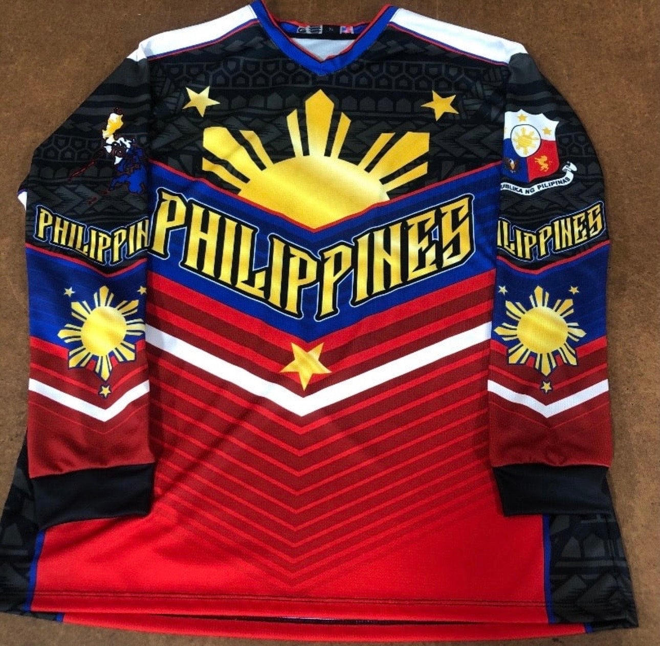 Philippines Filipino Tribal Traditional 3 Stars and Sun Basketball Long ...