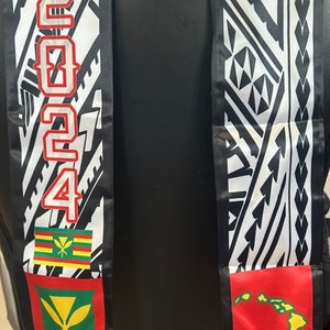 Hawaii Hawaiian Ohana Tribal Red and Black Kanaka Graduation Stole 2025 ...