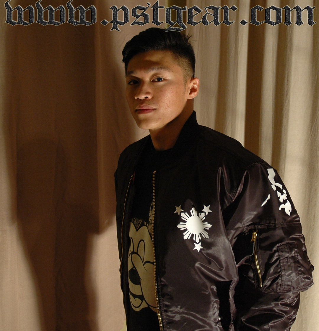 Philippines Filipino Bomber Jacket Black 3 Stars and Sun Thick and Warm ...