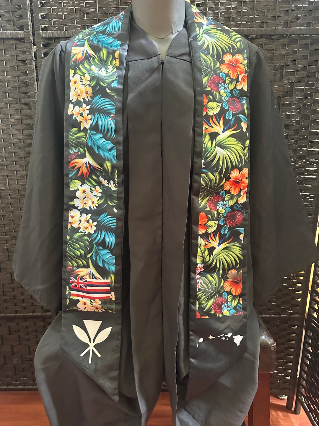 Hawaii Hawaiian Ohana Graduate Sash Floral Black Kanaka Graduation ...