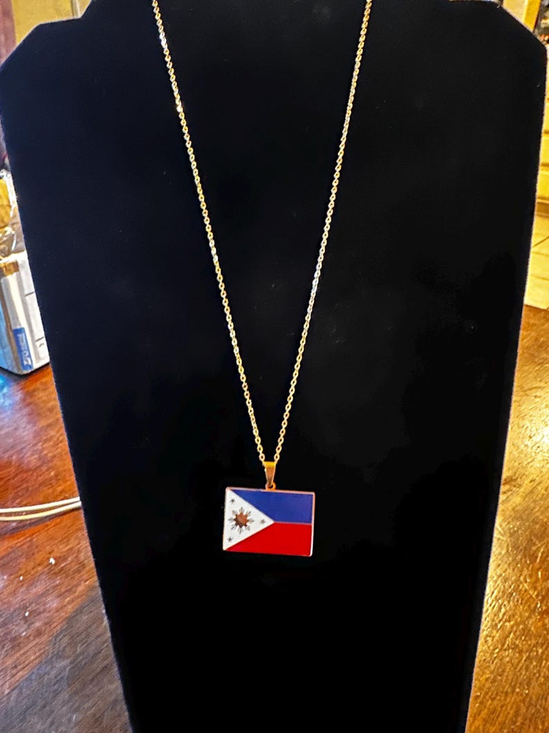 Philippines Flag Jewelry Filipino Map Golden Sun Pendant Necklace ...