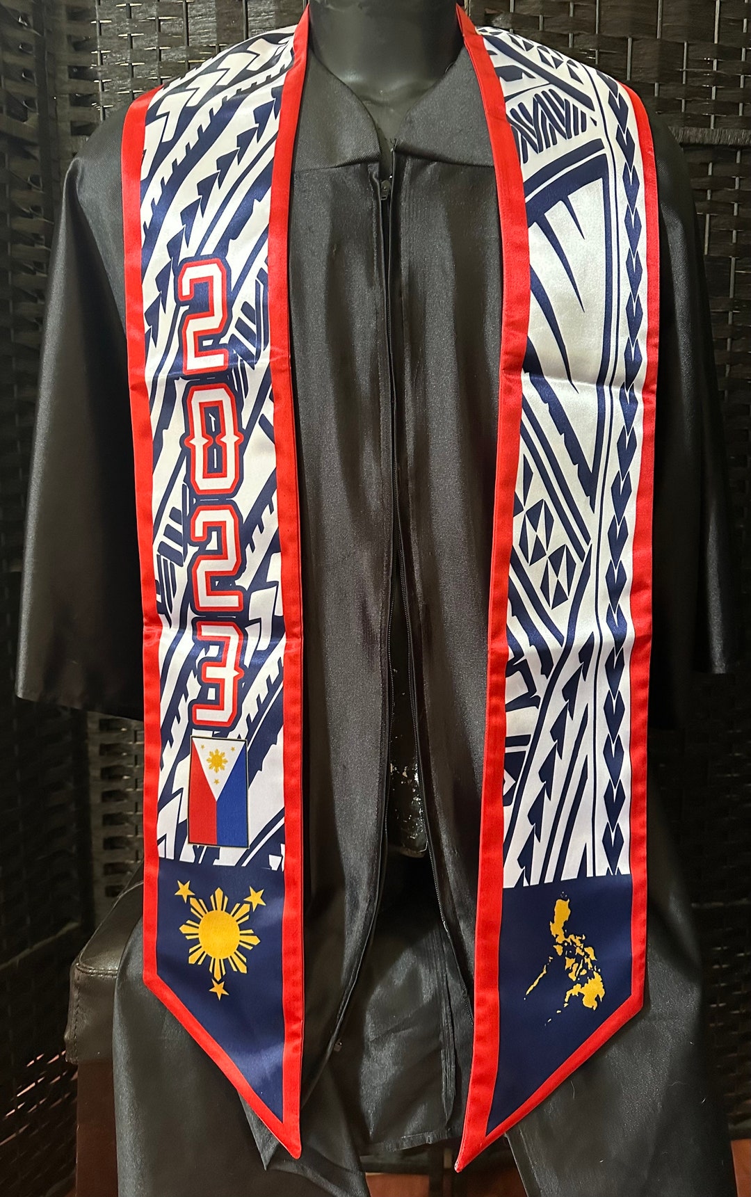 Philippines Filipino Islands 3 Stars and Sun Tribal Graduation Stole ...