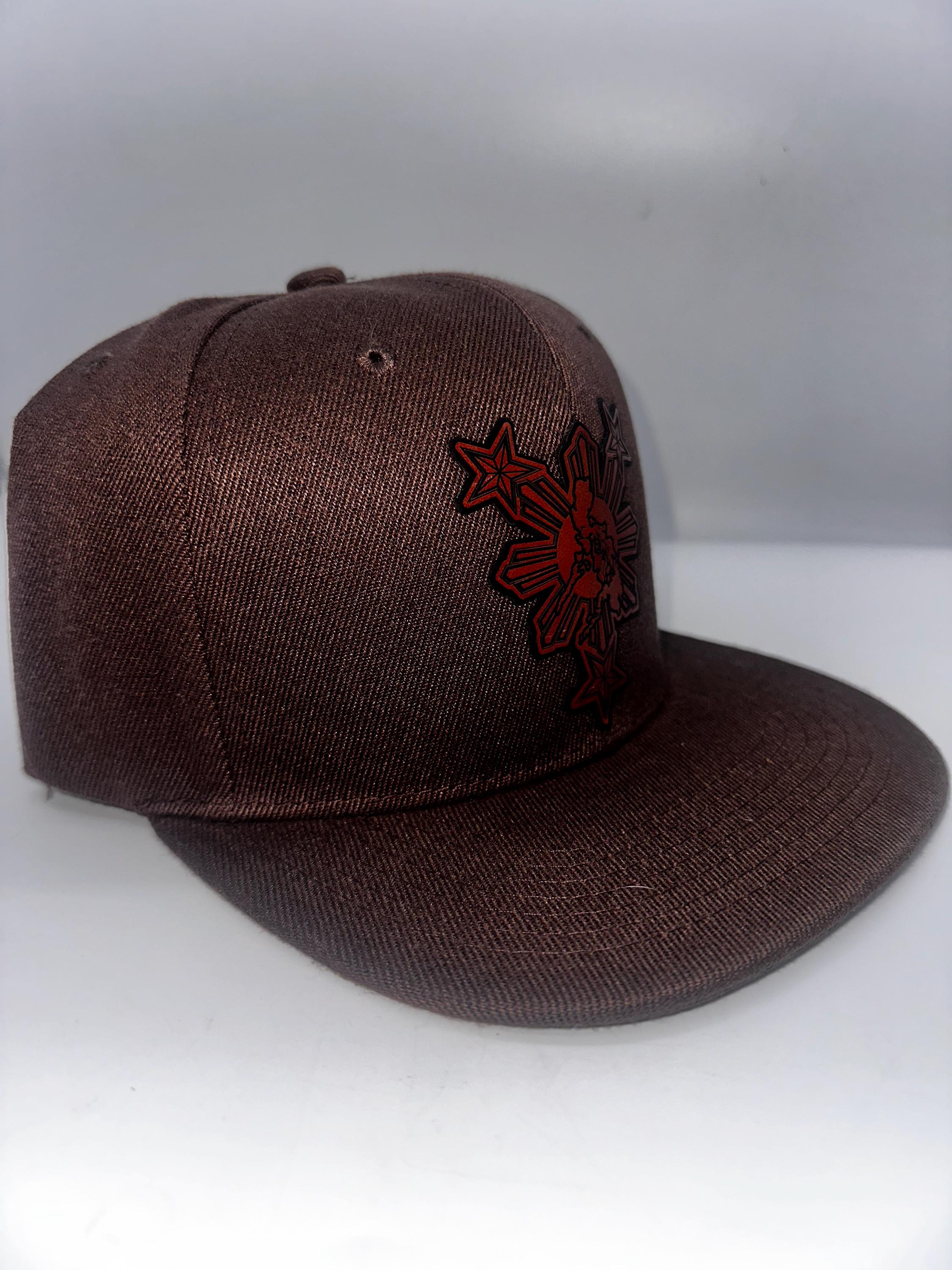 Philippines Filipino Flag Cap Brown Leather Brown Sun Side Islands 7107 ...