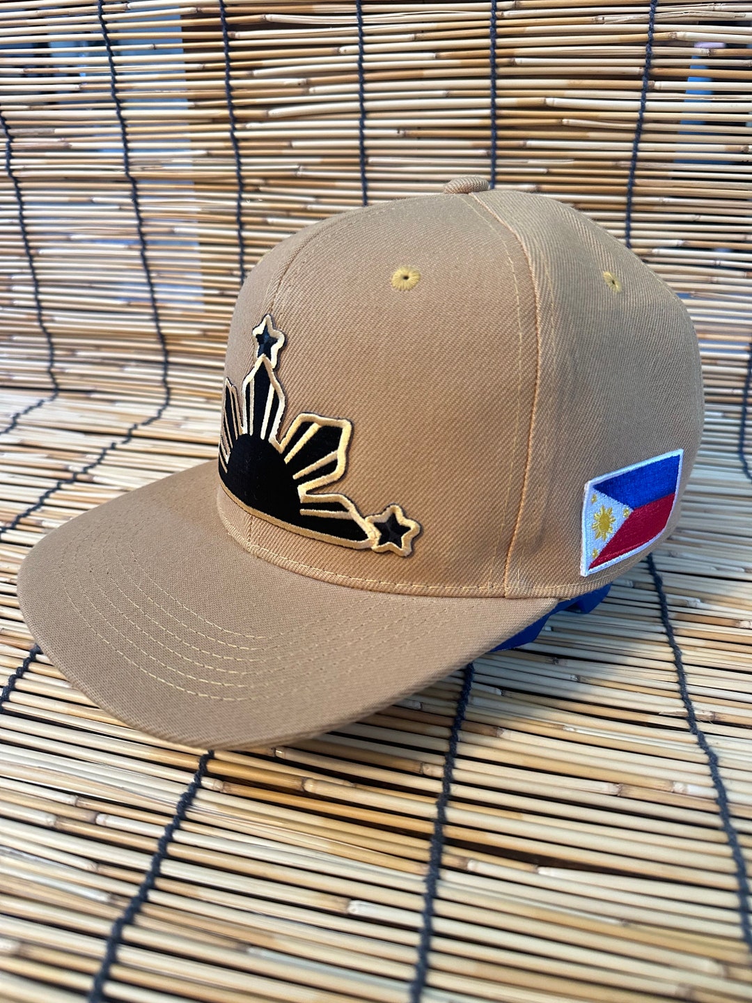 Philippines Filipino Flag Cap Brown Cream Hat 3 Stars and Sun Custom ...