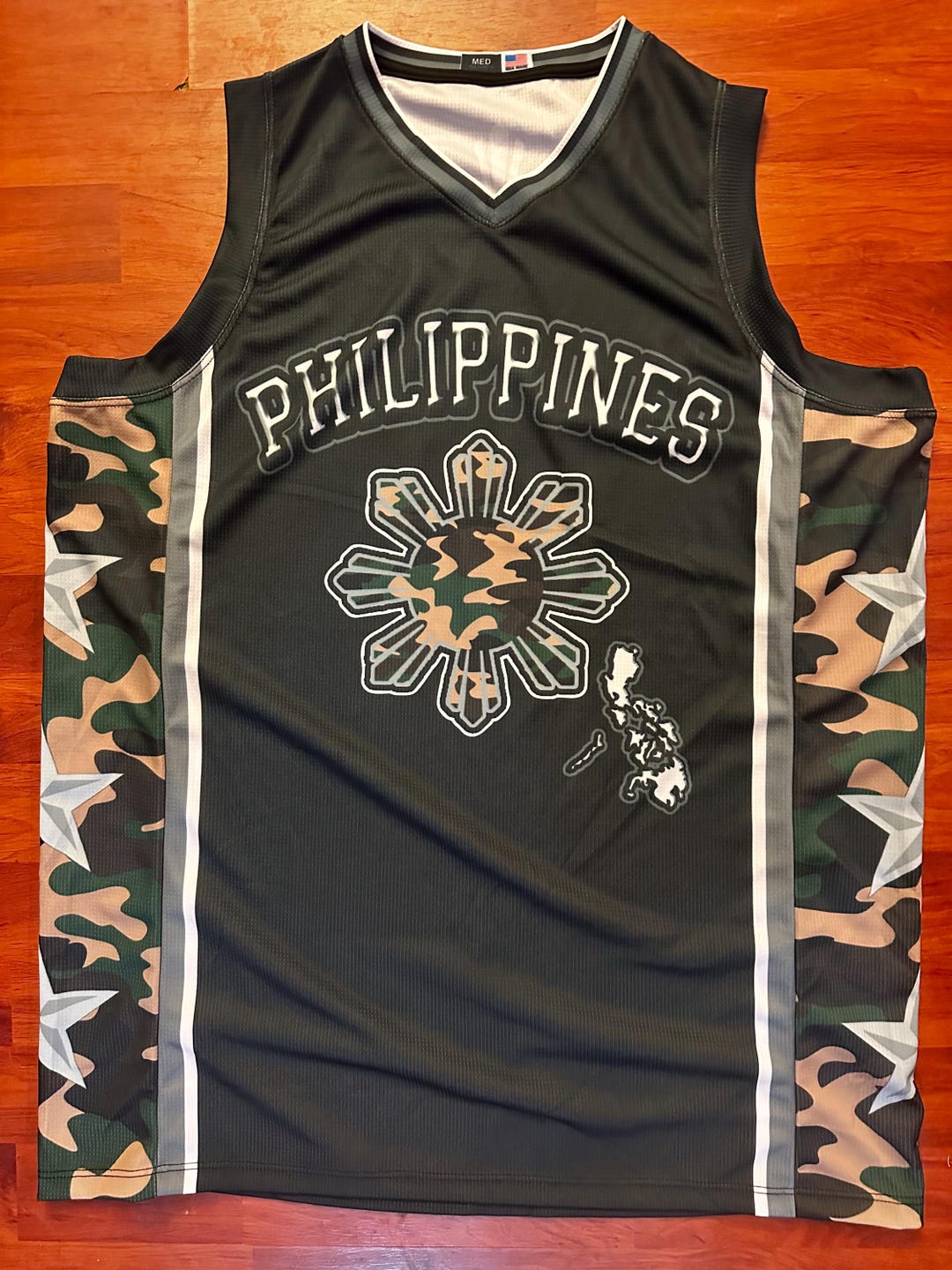Philippines Filipino Islands Camo 3 Stars and Sun Basketball Jersey ...