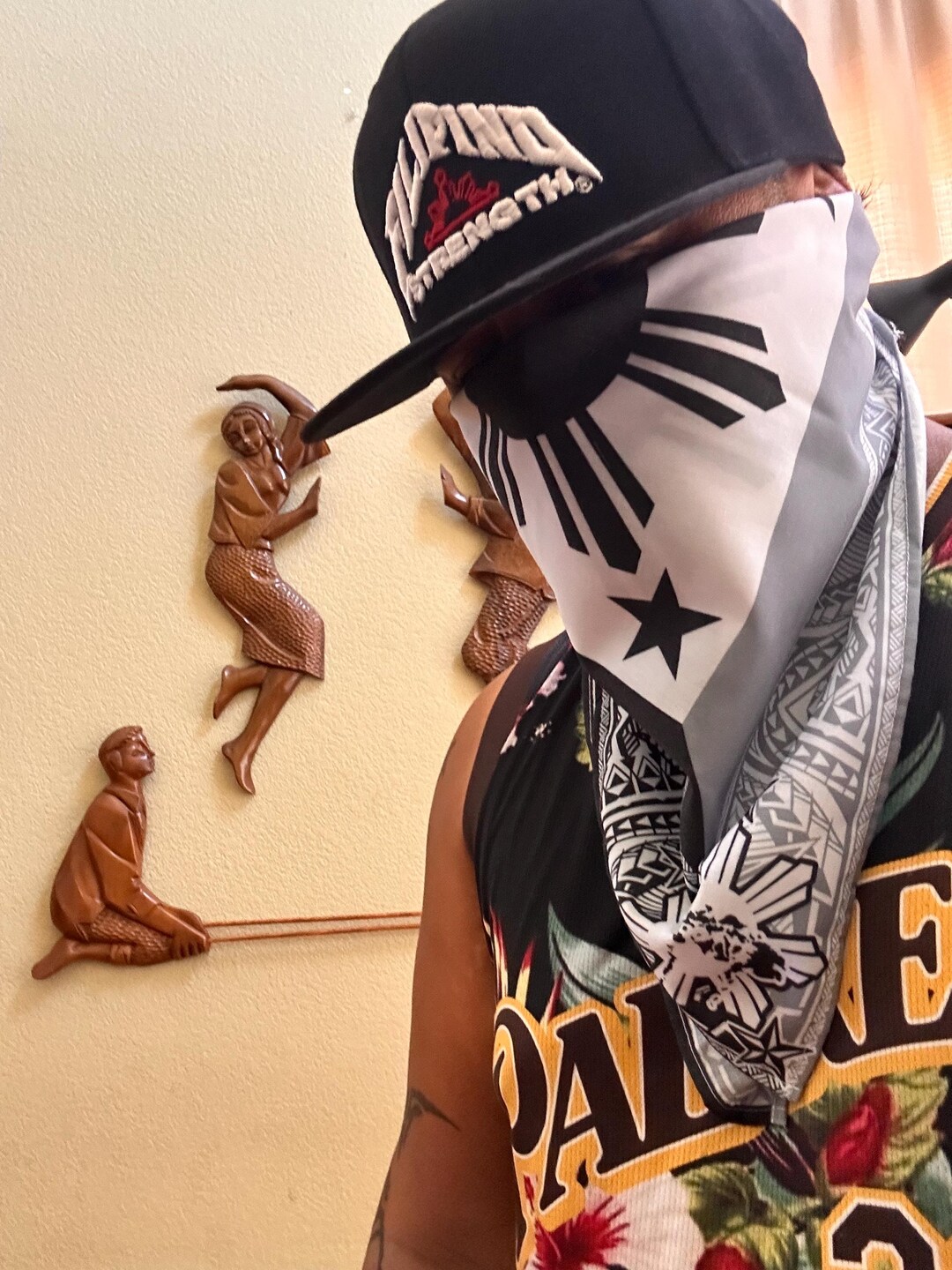 Philippines Filipino Flag Tribal Black and Gray Bandana 22” X 22” 3 ...