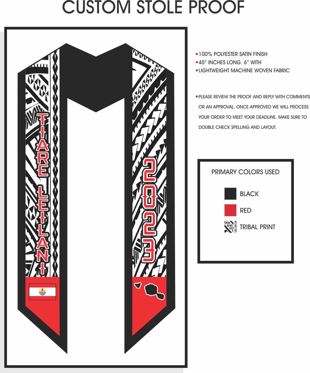 Graduation Custom Stole ISLANDER Style Graduate Stole 2025 Stole Made ...