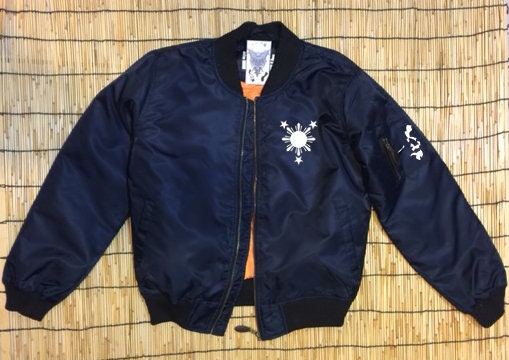 Philippines Filipino Bomber Jacket Black 3 Stars and Sun Thick and Warm ...