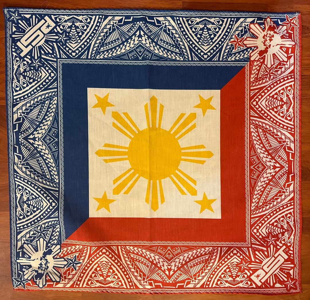 Philippines Filipino Tribal Bandana 22” X 22” 3 Stars and Suns Made in ...