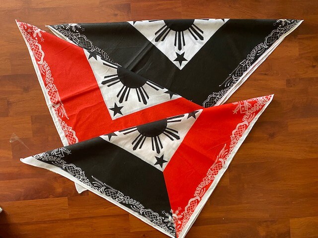 Philippines Filipino Black and Red Bandana 22” X 22” 3 Stars and Suns ...