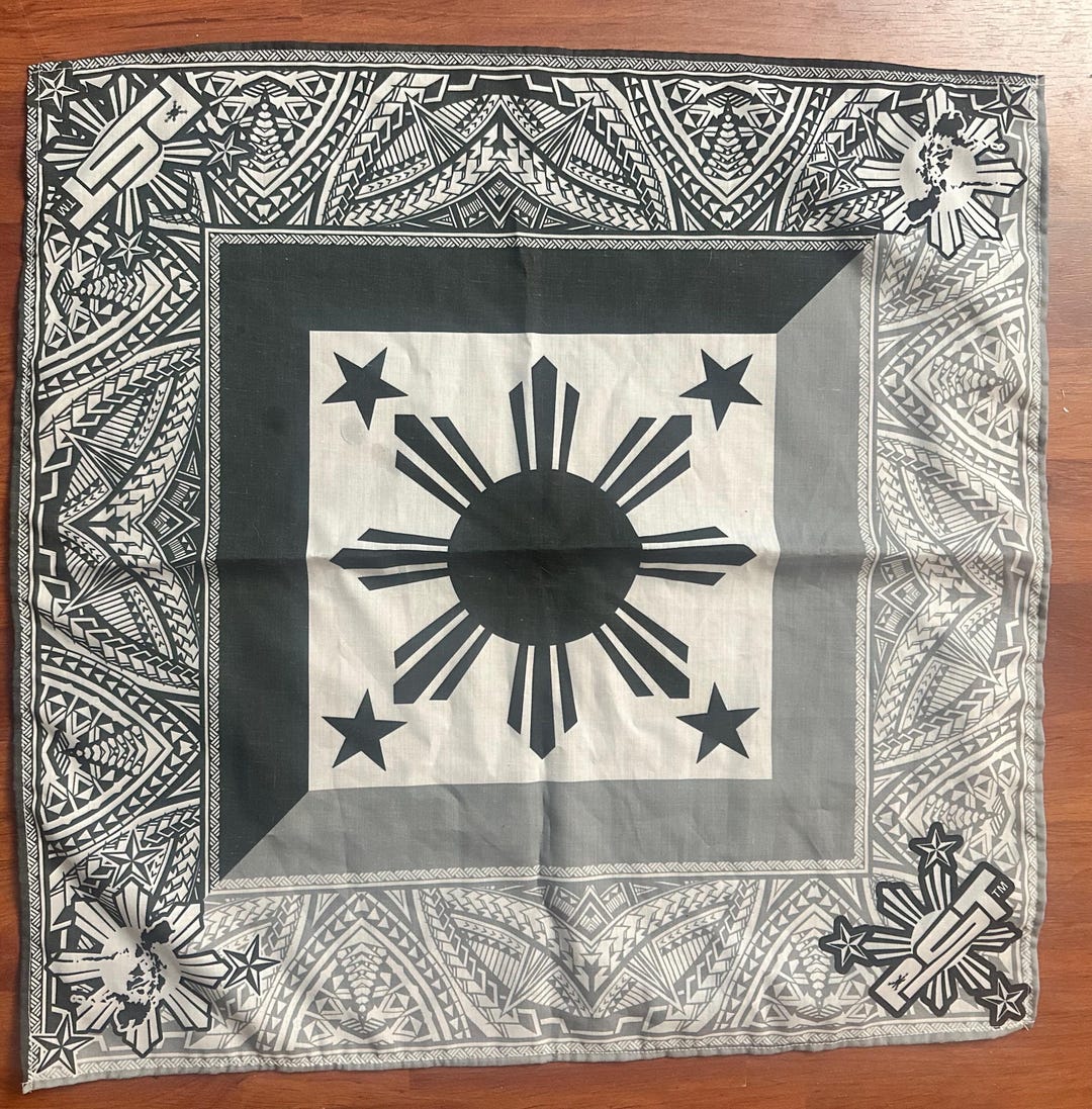 Philippines Filipino Flag Black and White Tribal Bandana 22” X 22” 3 ...