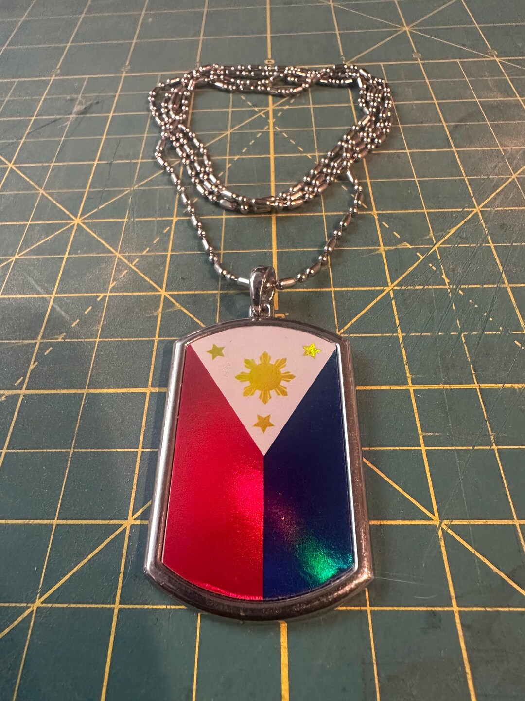 Philippines Jewelry Filipino Flag Golden and Silver Chain Dog Tag ...