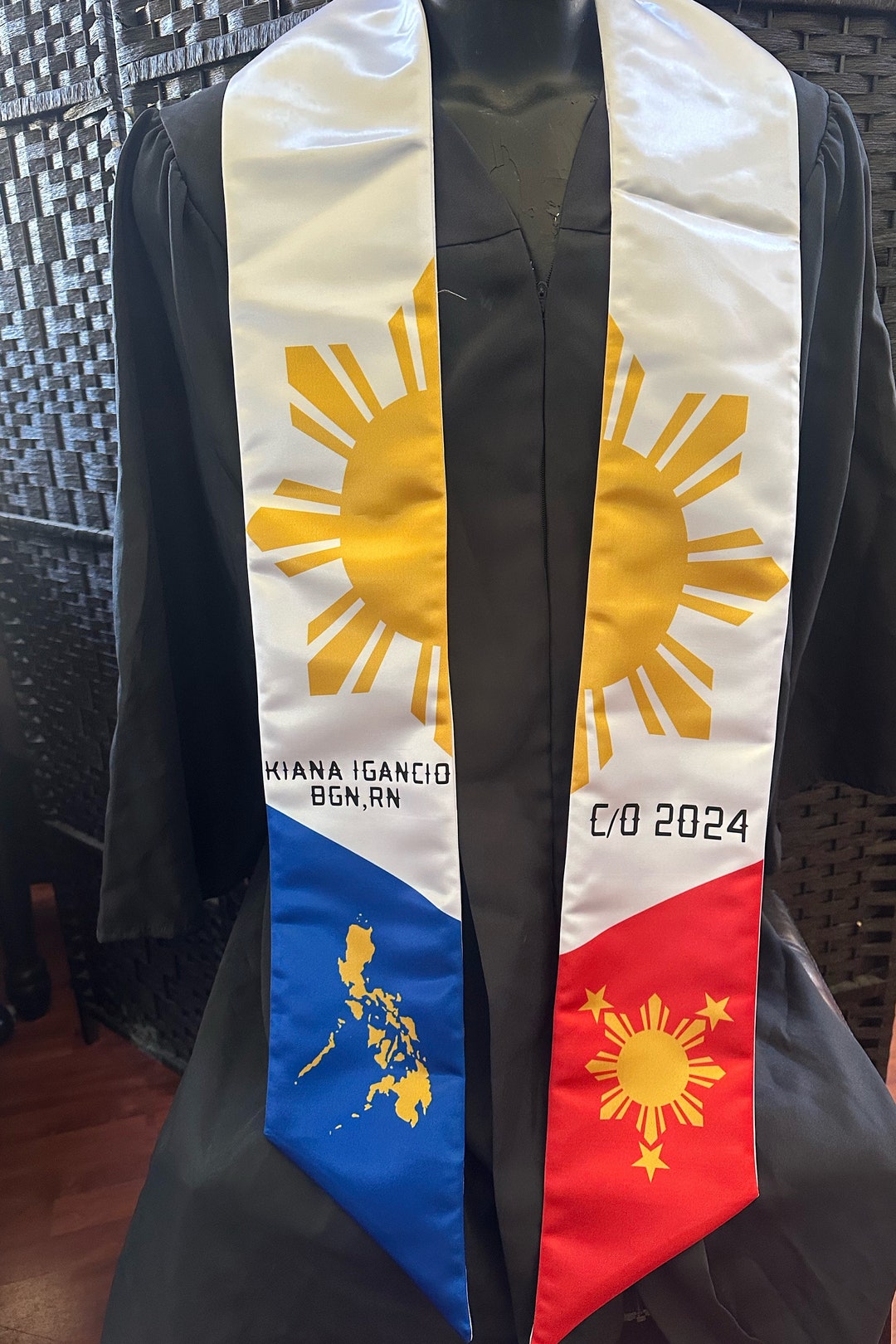 Philippines Filipino Flag Graduate Stole Flag 3 Stars and Sun ...