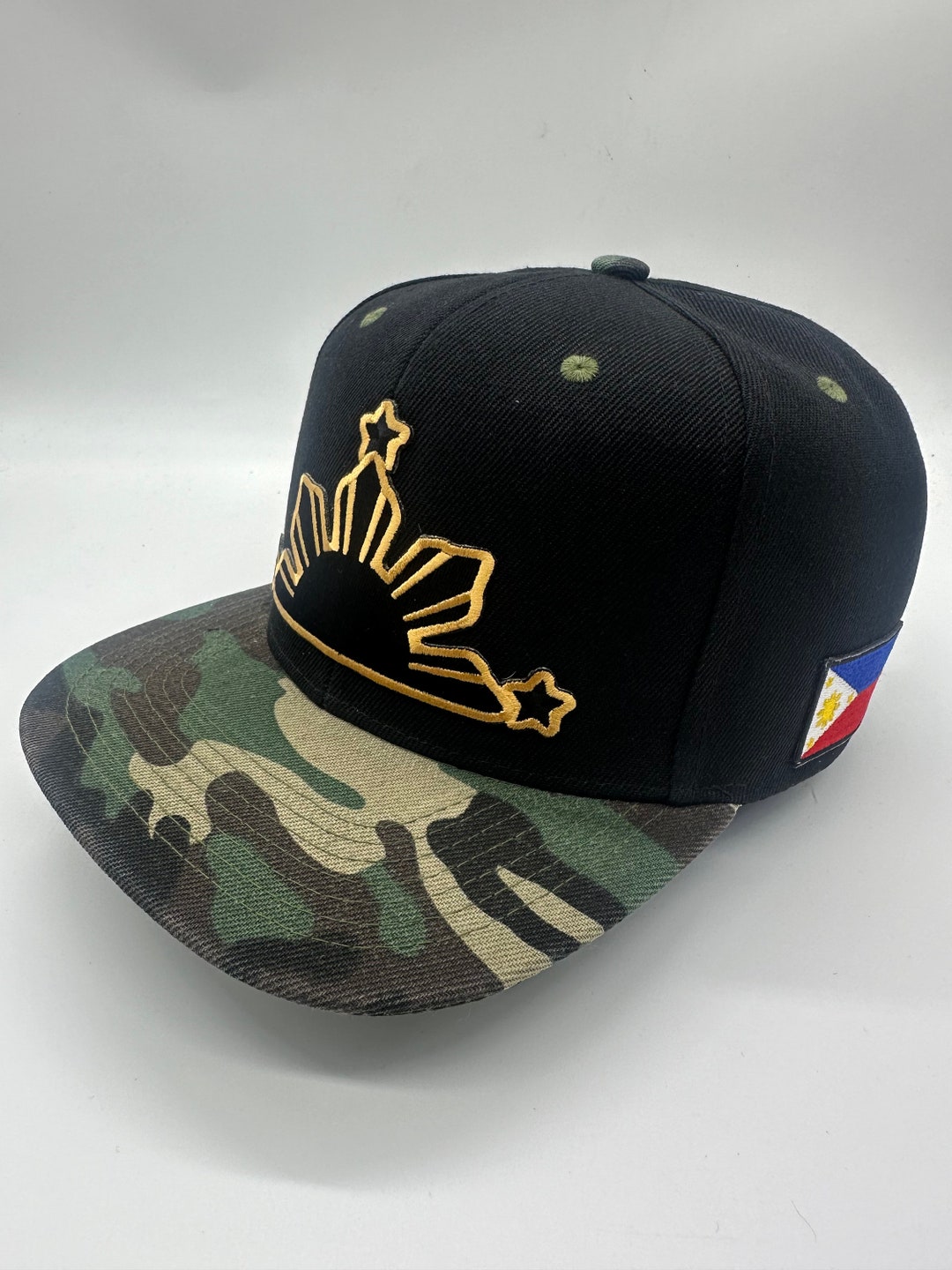 Filipino Philippines Pinoy Pinay 3 Stars and Sun Camo Brim Snapback Hat ...