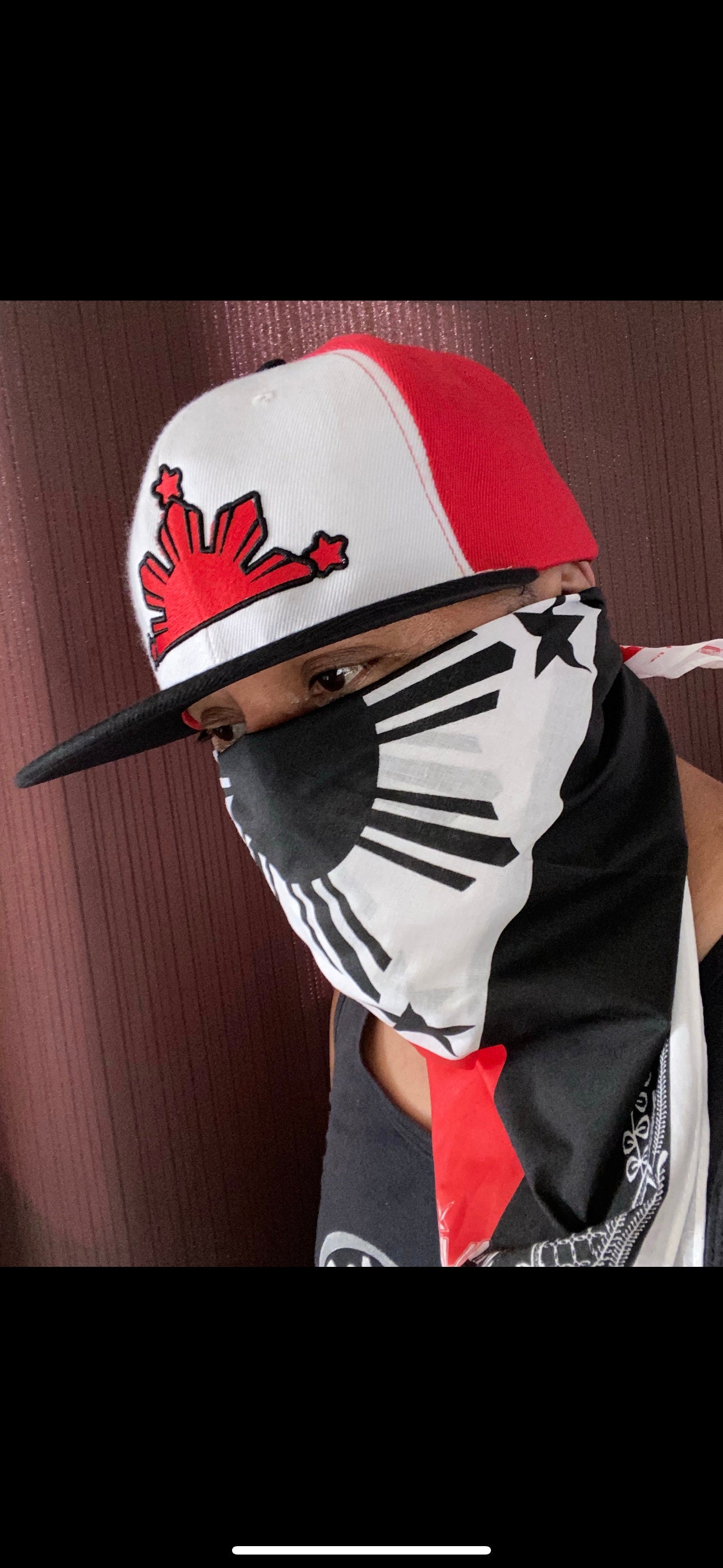 Philippines Filipino Black and Red Bandana 22 X 22 3 Stars and Suns ...