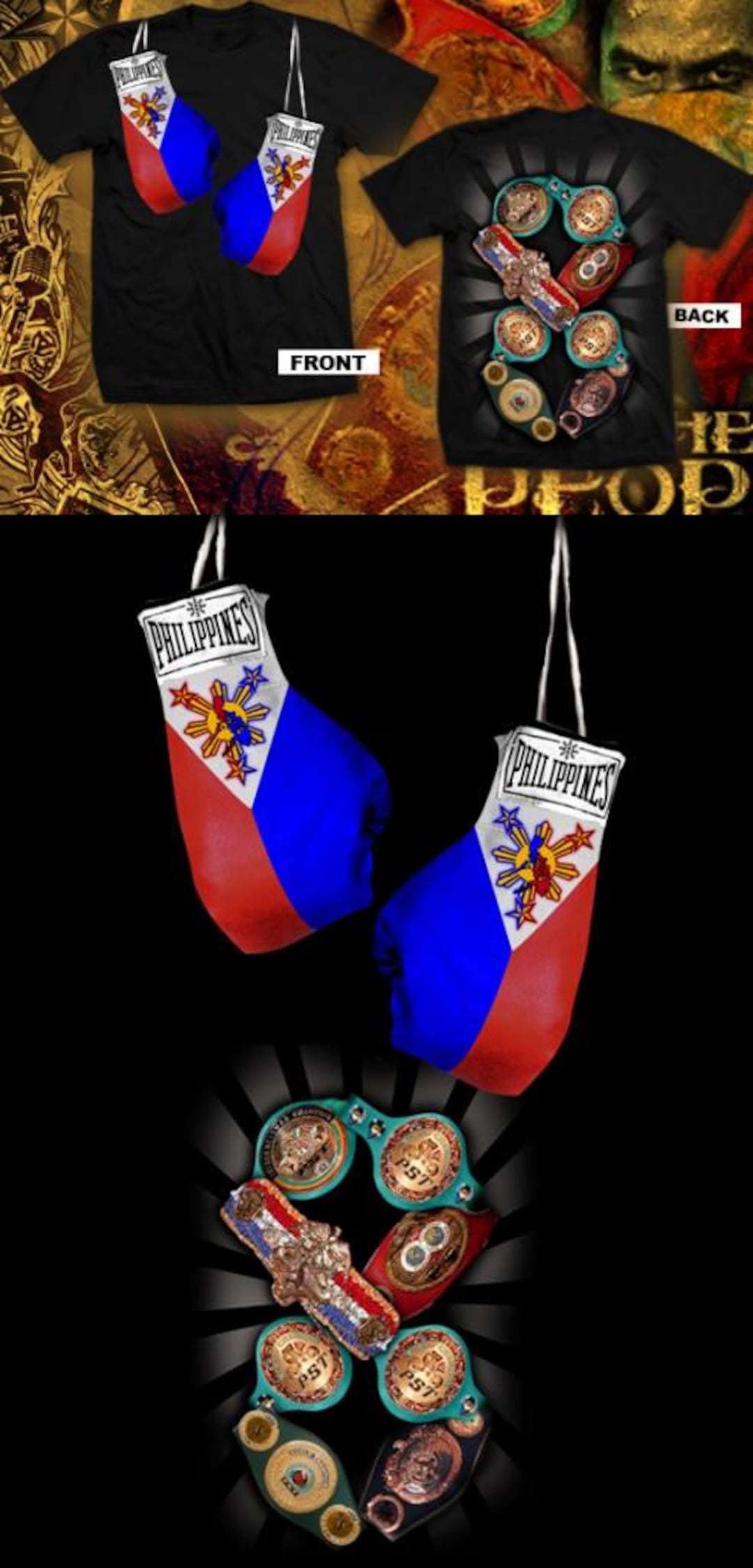 Traditional Gloves Philippines 8 Belt Boxing Glove Tee Rare - Etsy