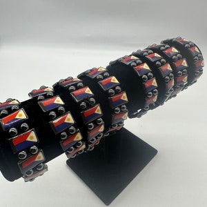 Philippines Filipino Flag 3 Stars and Sun Hemetite Bracelet 12 Flags ...