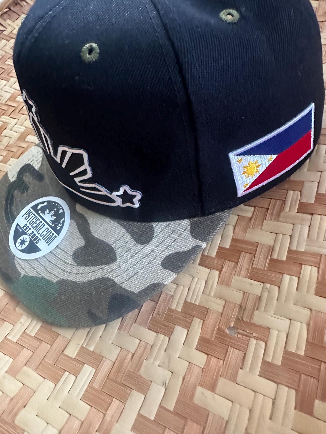 Filipino Philippines Pinoy Pinay 3 Stars and Sun Camo Brim Snapback Hat ...