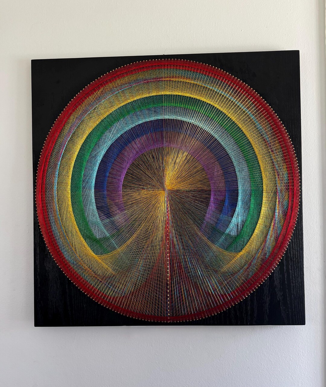 Rainbow String Art: Sacred Geometry Mandala, Spiritual Wall Decor - Etsy