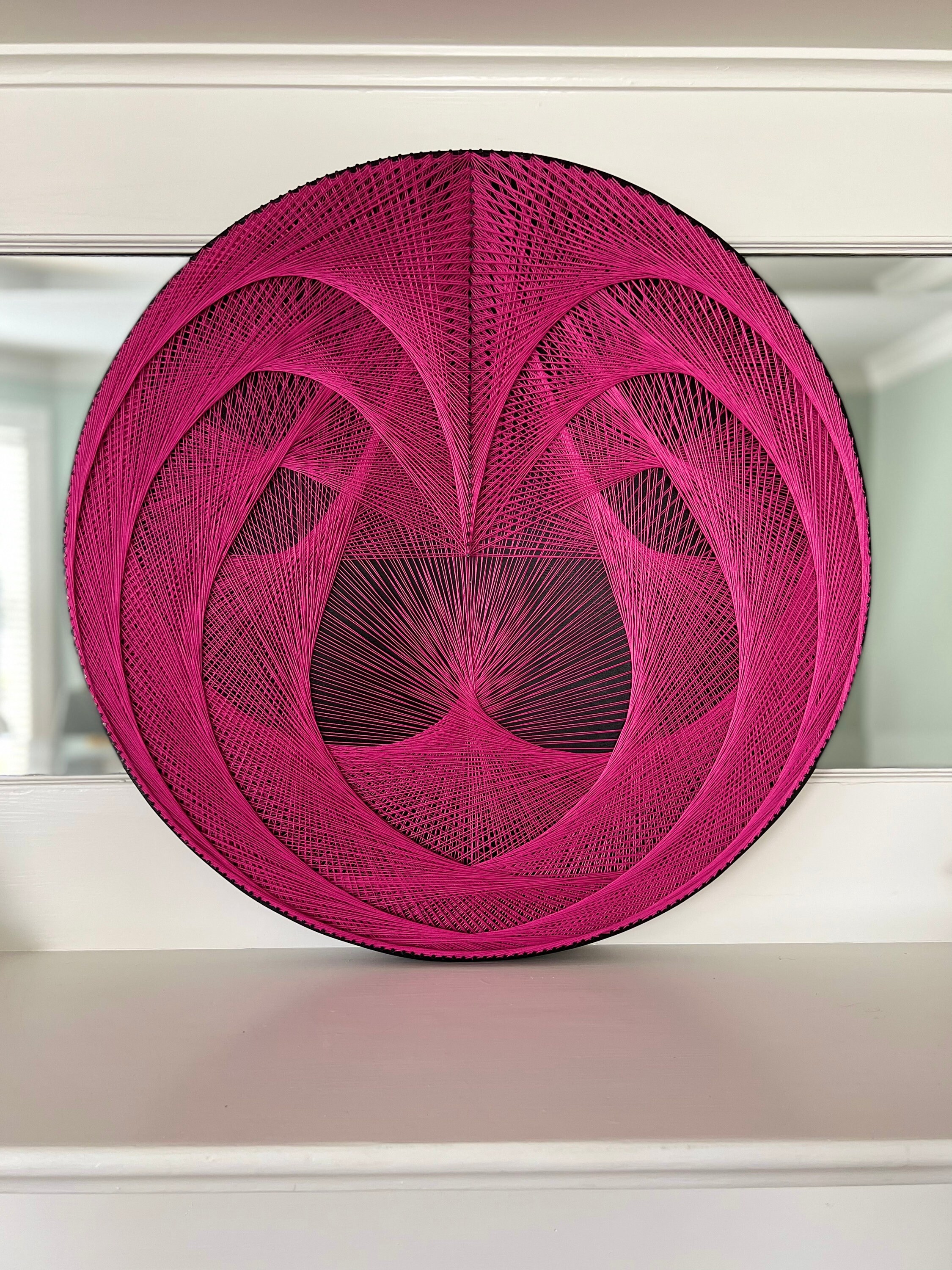 Pink Mandala String Wall Art, Handmade Hanging Geometric Thread Wall ...