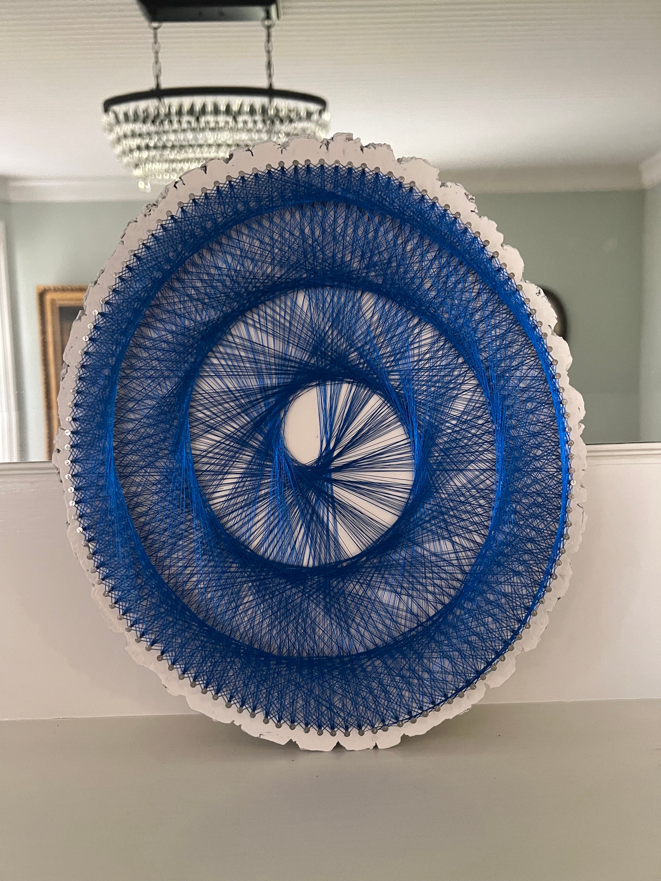 Blue Metallic String Art, Blue Flower Wall Artwork, Dainty Wall ...