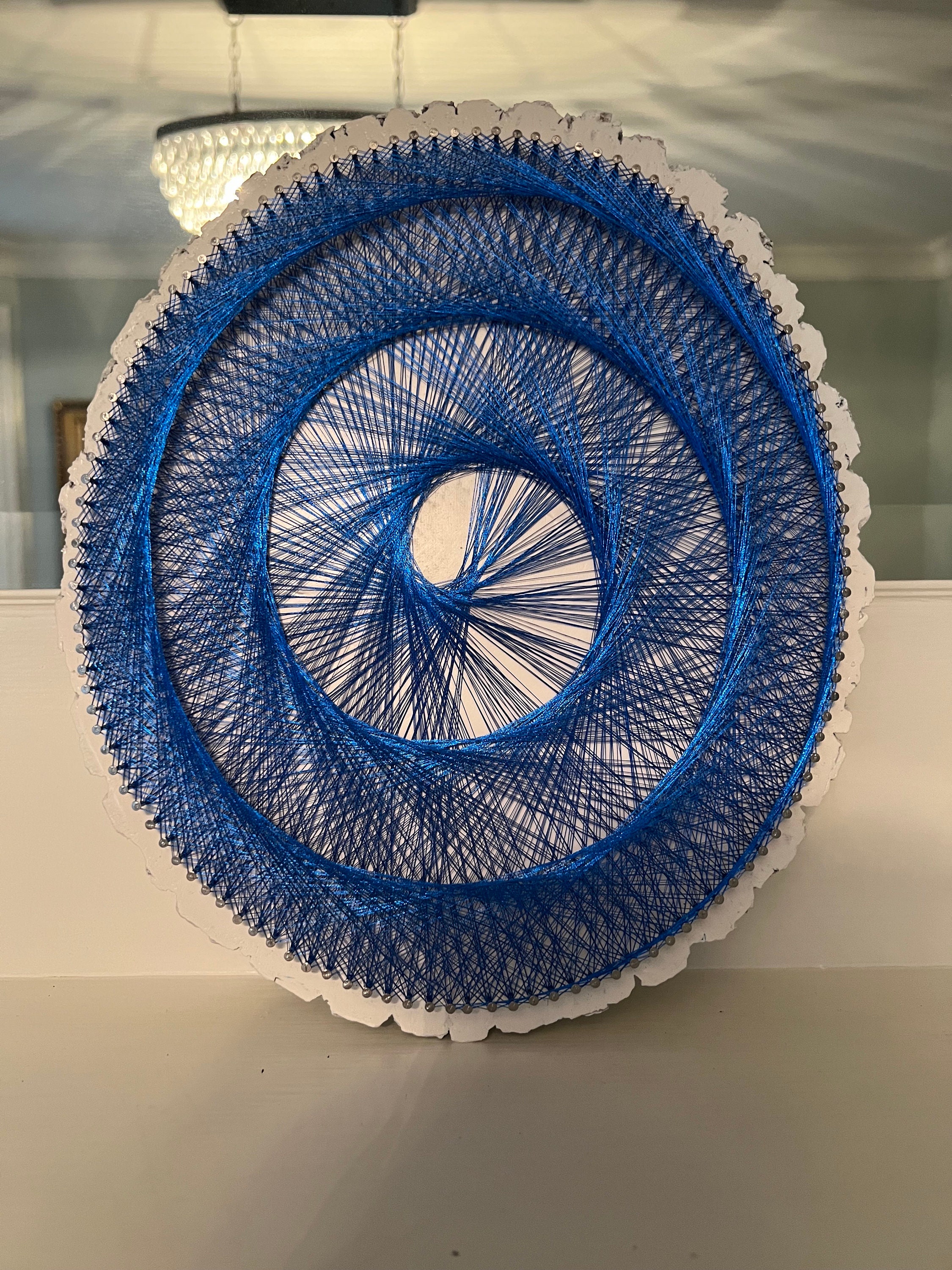 Blue Metallic String Art, Blue Flower Wall Artwork, Dainty Wall ...