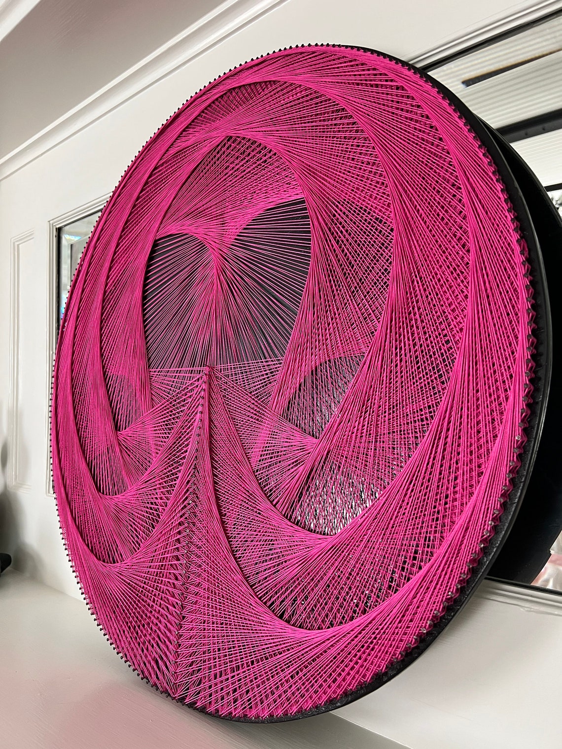 Pink Mandala String Wall Art, Handmade Hanging Geometric Thread Wall ...