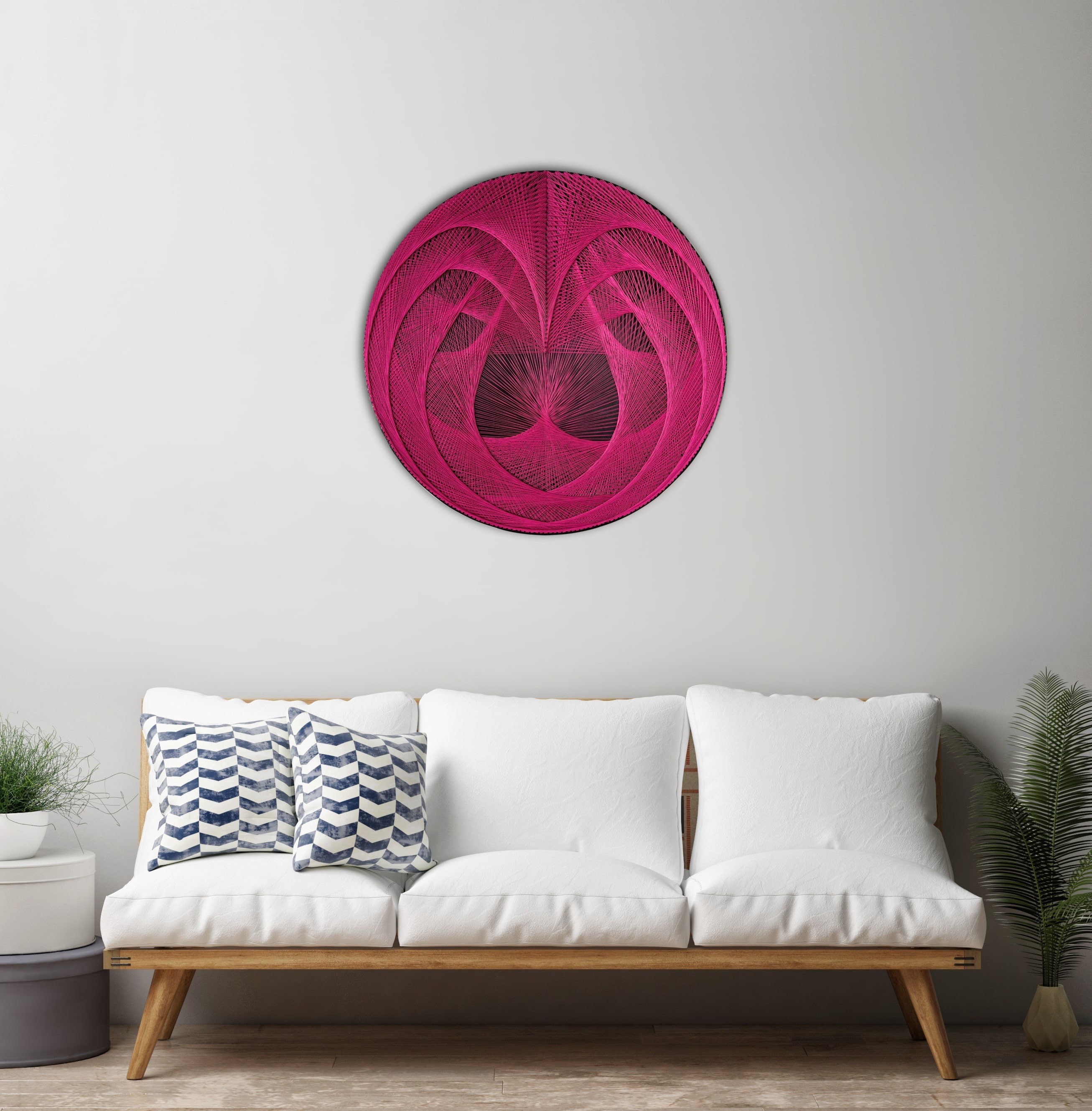 Pink Mandala String Wall Art, Handmade Hanging Geometric Thread Wall ...
