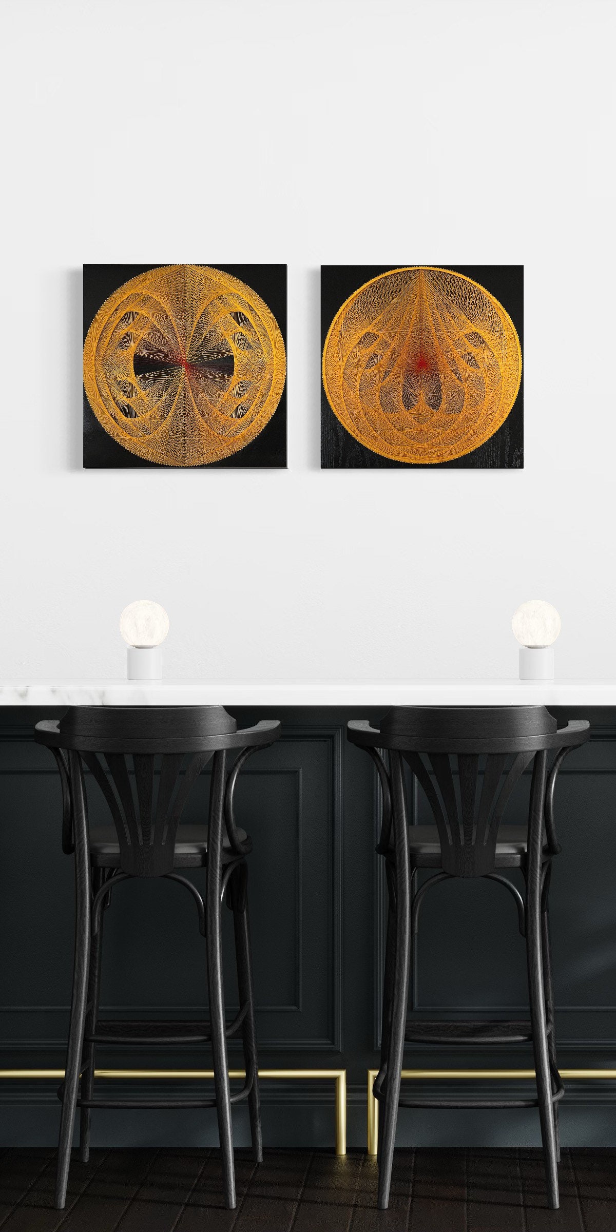 Gold Mandala Wall Decor, Unique String Art, Handmade Thread Art - Etsy