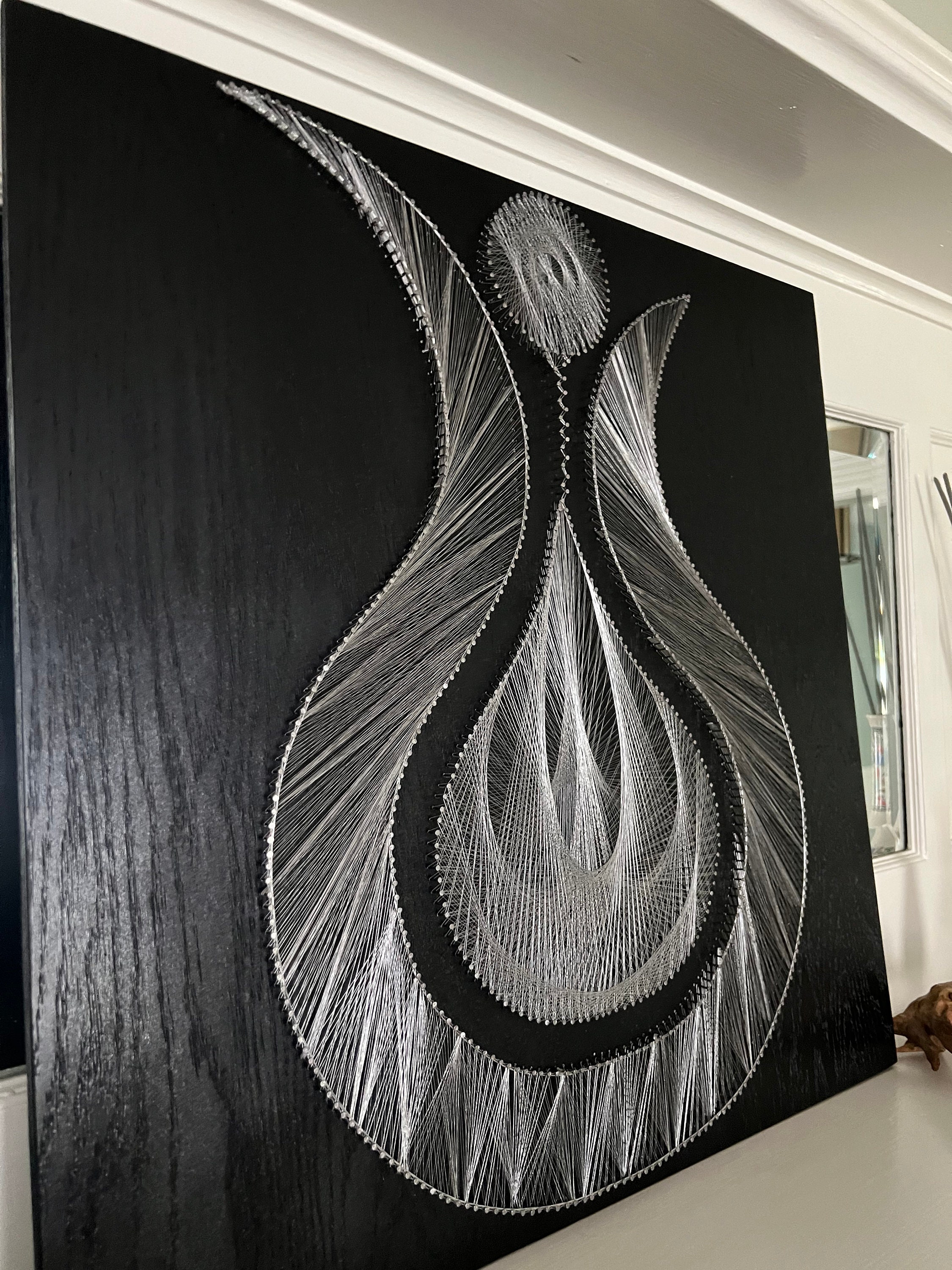 Silver Unique String Art, Gold String Decor, Tulip Wall Art, Mandala ...