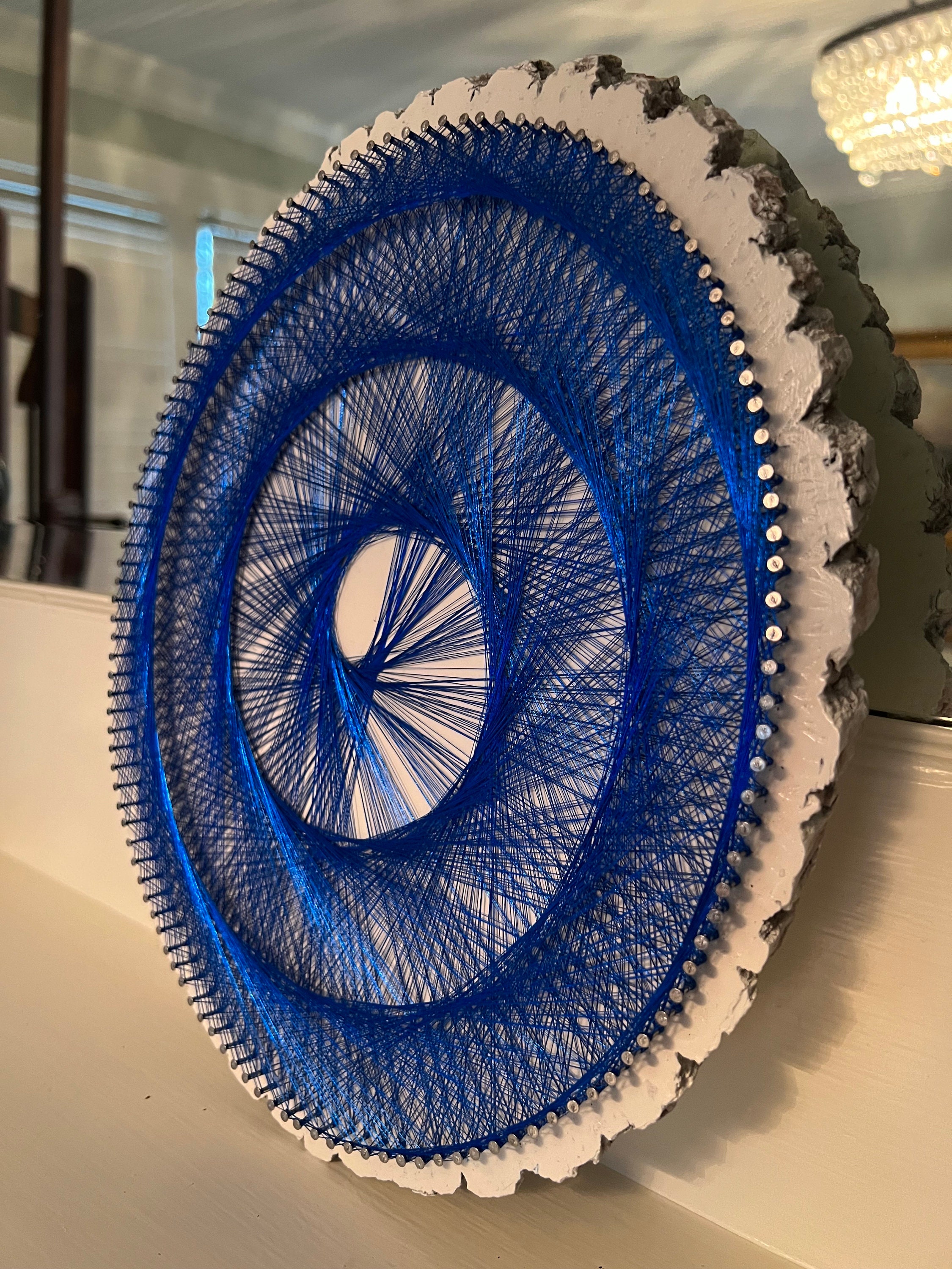 Blue Metallic String Art, Blue Flower Wall Artwork, Dainty Wall ...