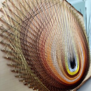 Abstract Ombre Art, Desk Aesthetic Decor, Zen String Art, Brown ...