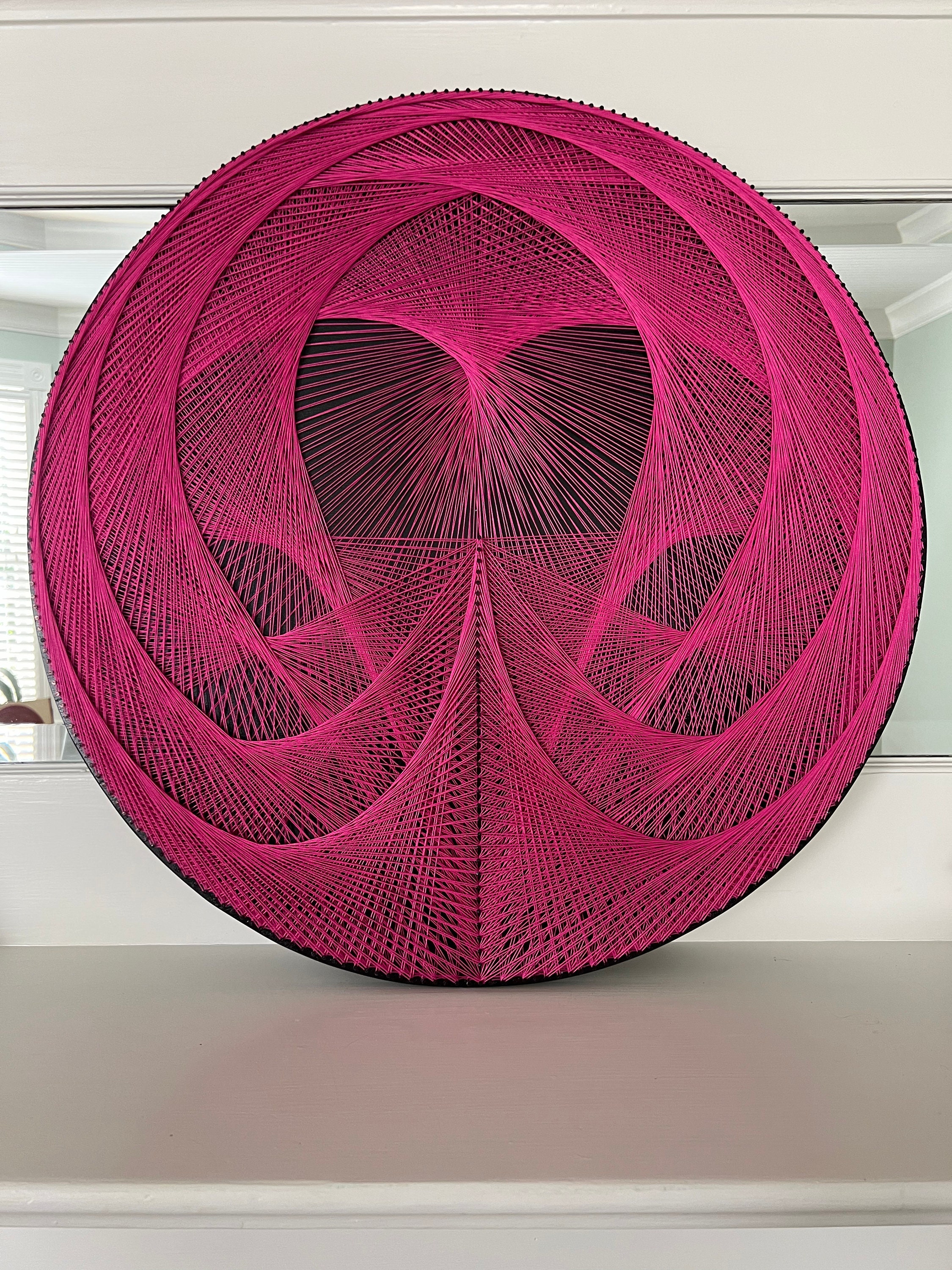 Pink Mandala String Wall Art, Handmade Hanging Geometric Thread Wall ...