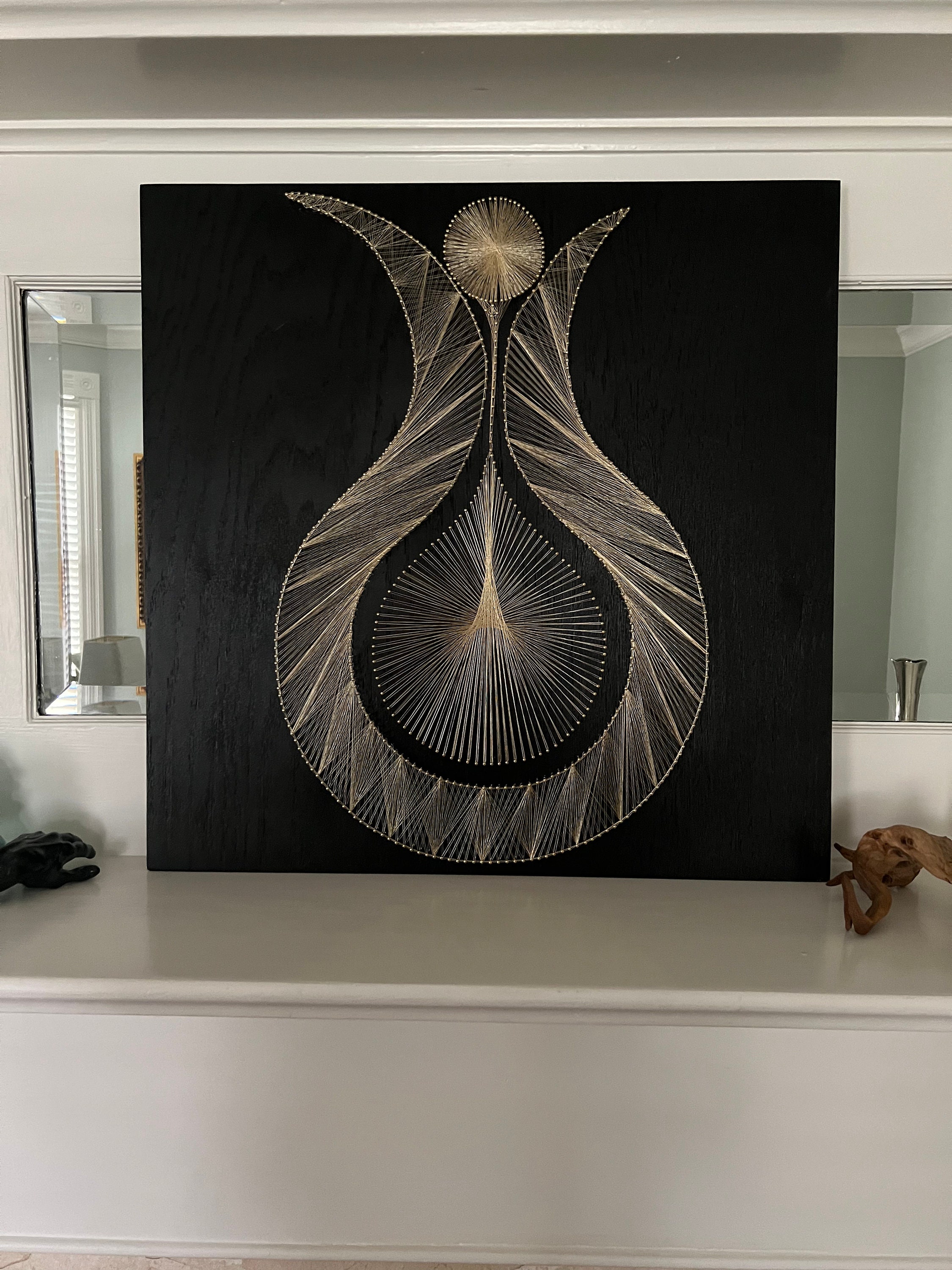 Silver Unique String Art, Gold String Decor, Tulip Wall Art, Mandala ...