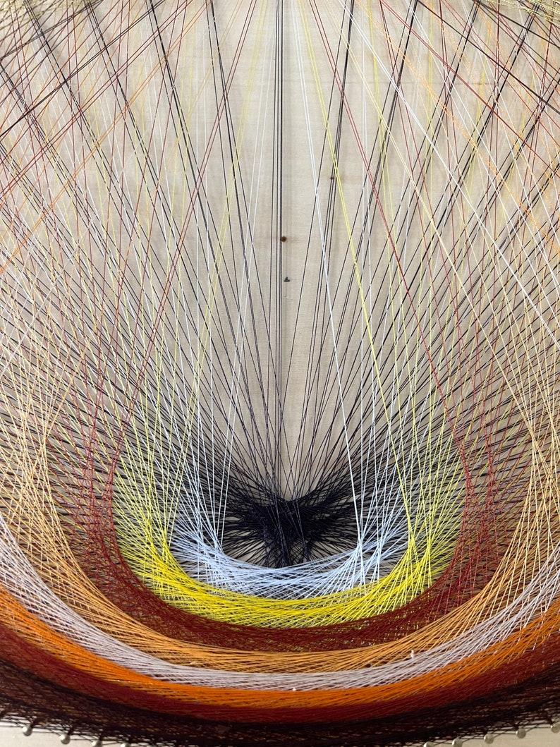 Abstract Ombre Art, Desk Aesthetic Decor, Zen String Art, Brown ...