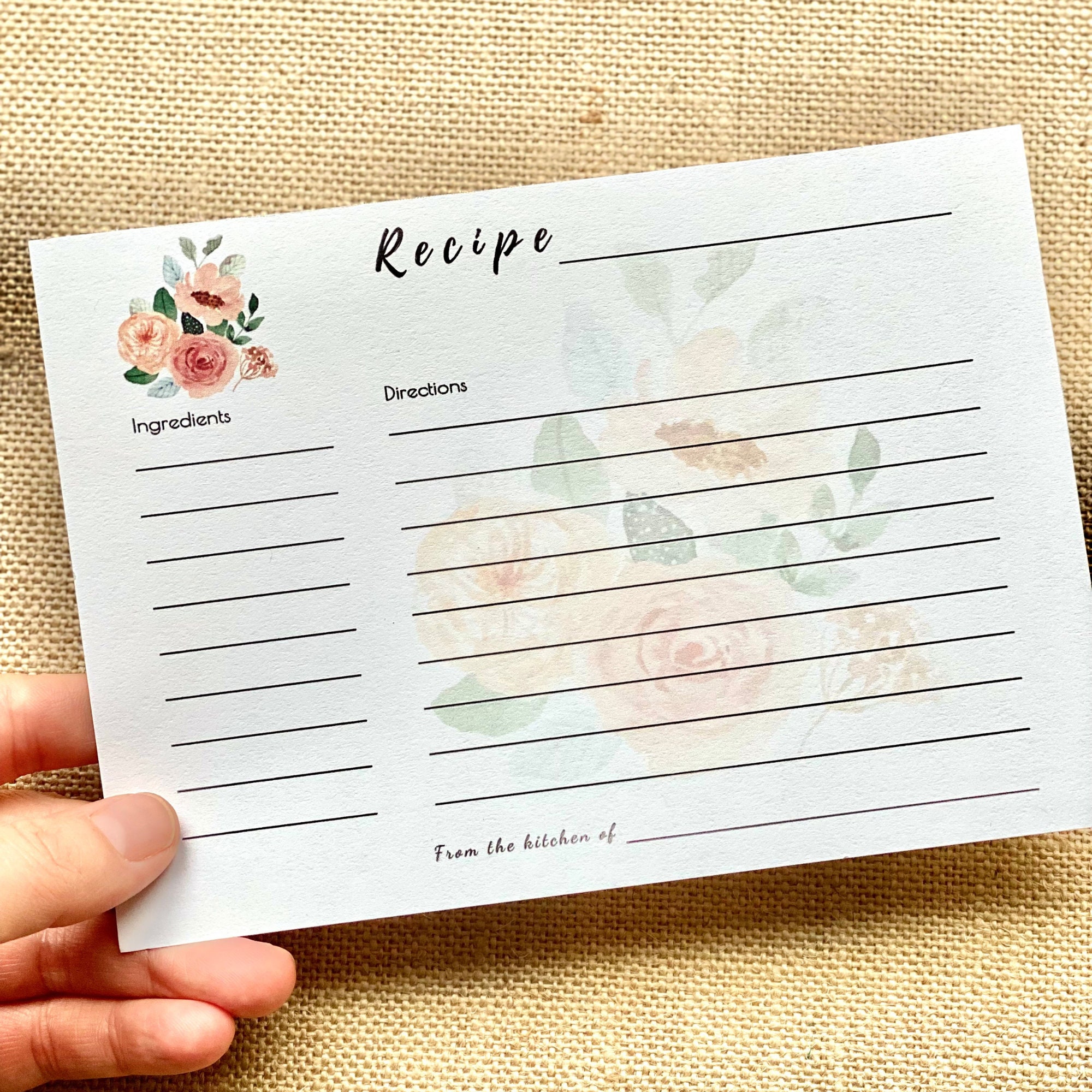 Blank Recipe Card Instant Download - Etsy