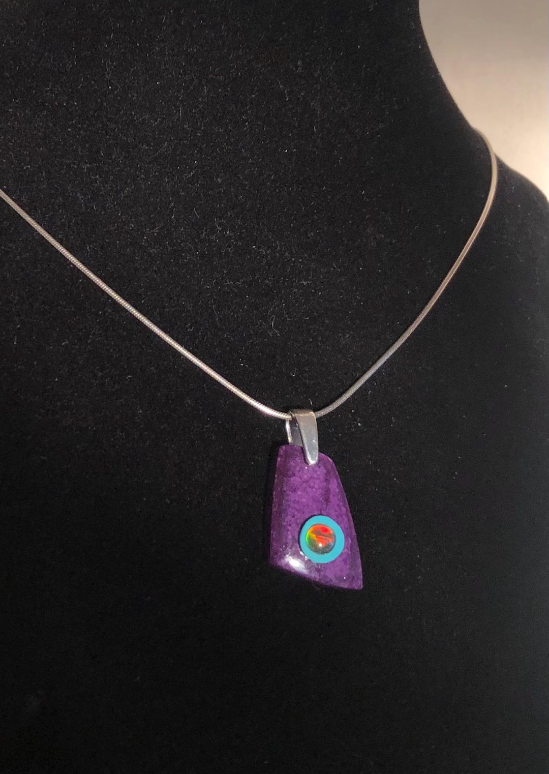 Hand Carved Sugilite With Kingman Turquoise and Australian Opal Inlay ...