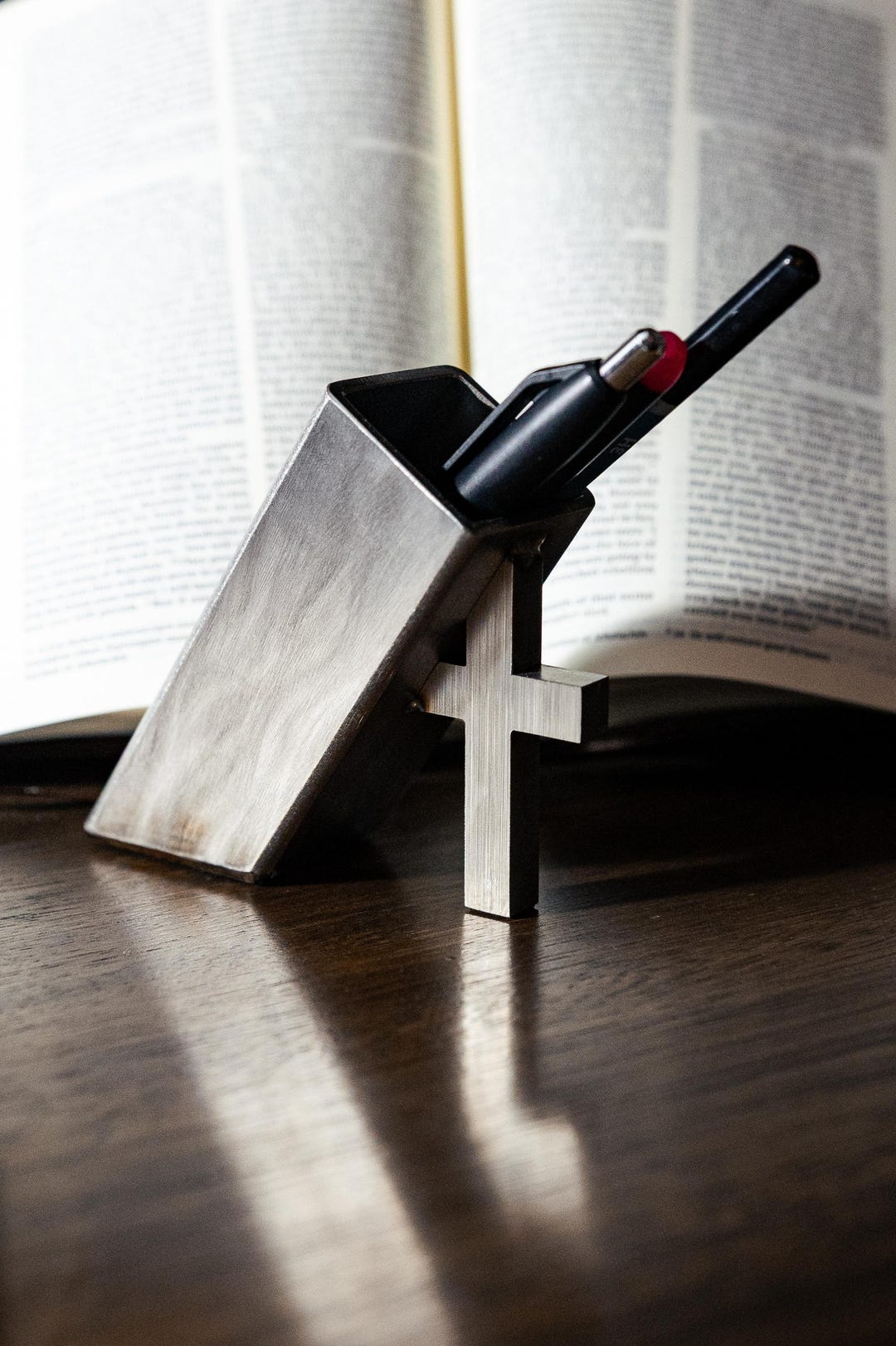 Cross Pen Holder, Stainless Steel Cross, Religious Metal Cross - Etsy