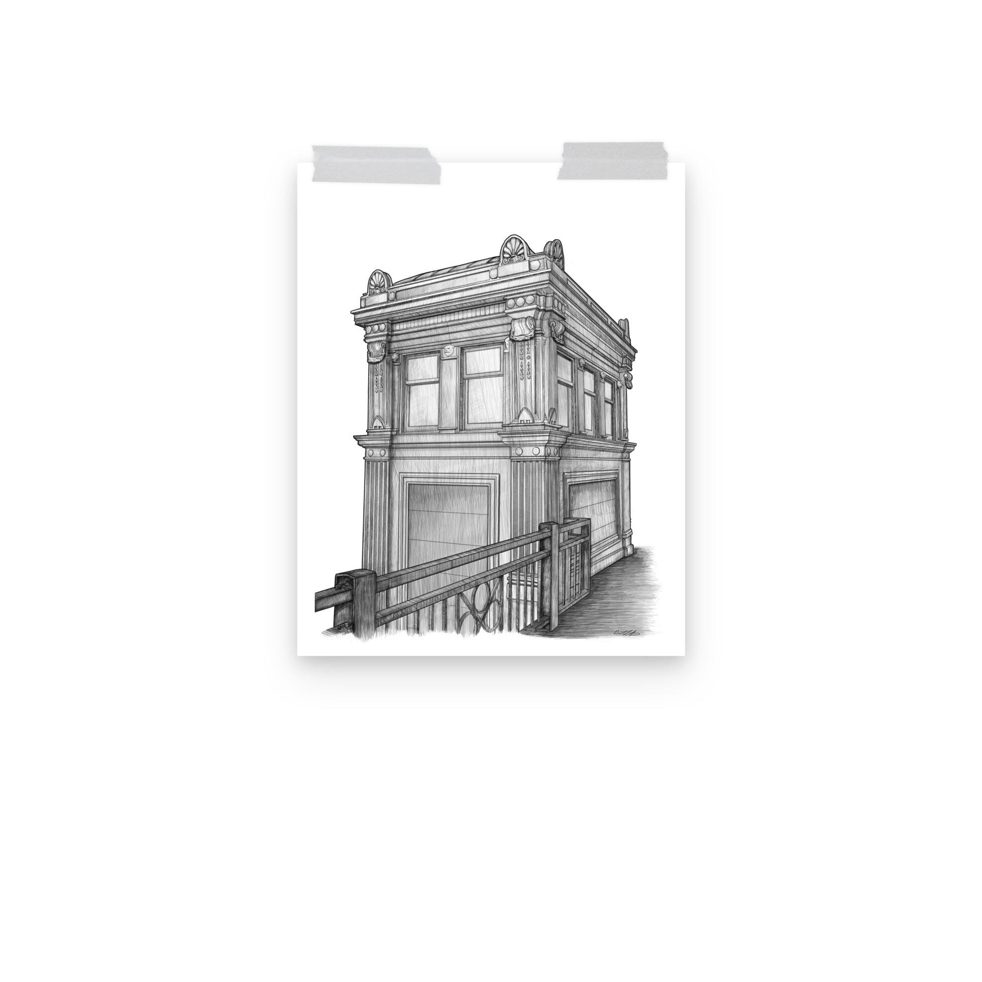 Chicago Bridgehouse Drawing - Chicago Architecture Print - Black and ...