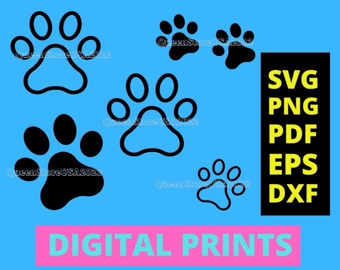 Dog Paw Print Svg. Vector Cut File, Dog Paw Cricut, Stencil, Decal ...