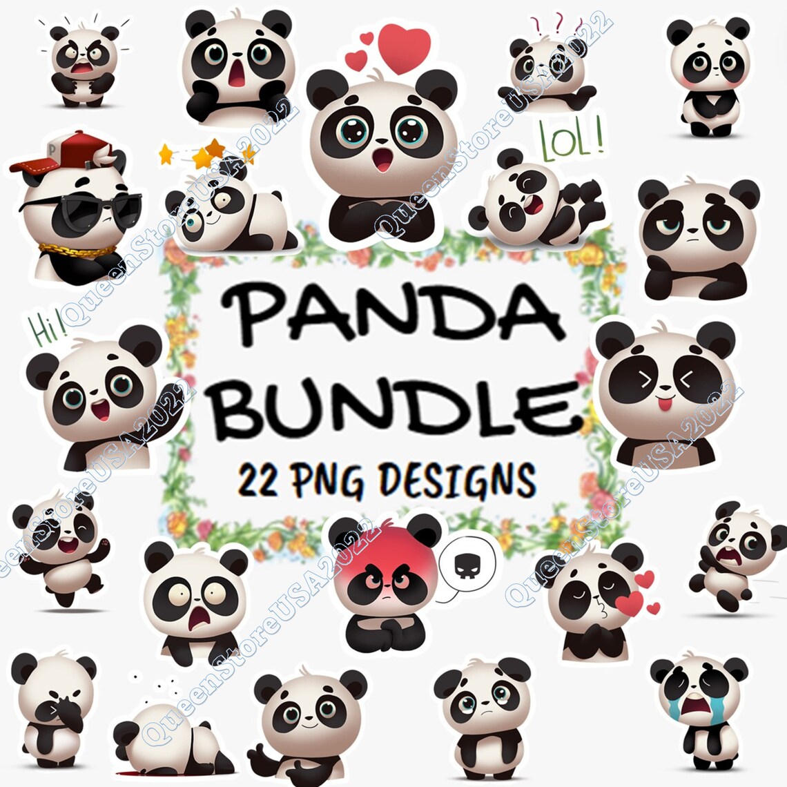 Panda Shapes Bundle PNG, Cute Panda Clipart | Adorable Panda Clipart ...