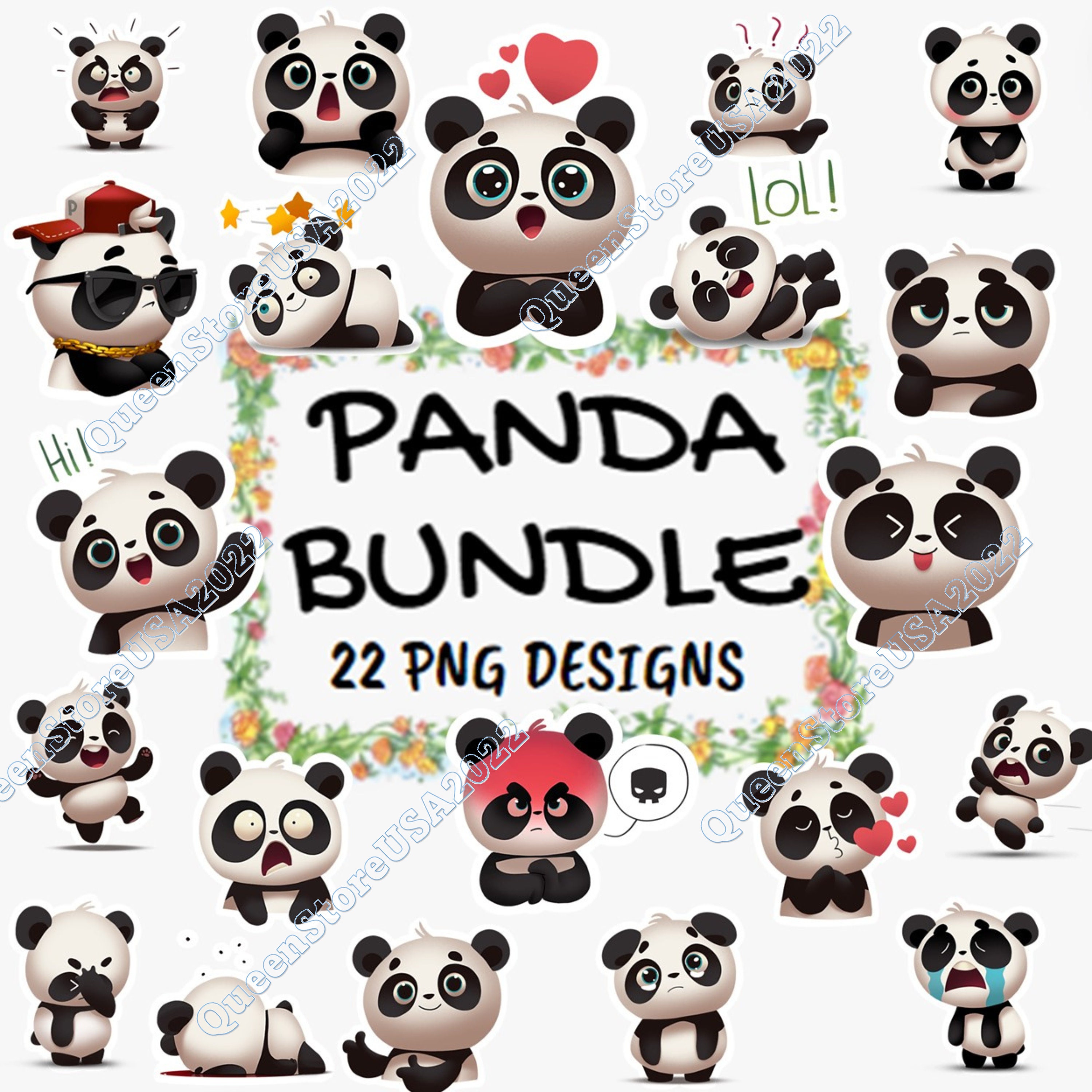 Panda Shapes Bundle PNG, Cute Panda Clipart | Adorable Panda Clipart ...