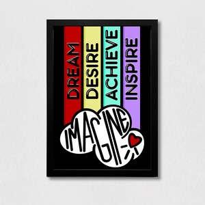 Imagine (rainbow) - Art Print - 13"x19" (print Only) - Etsy