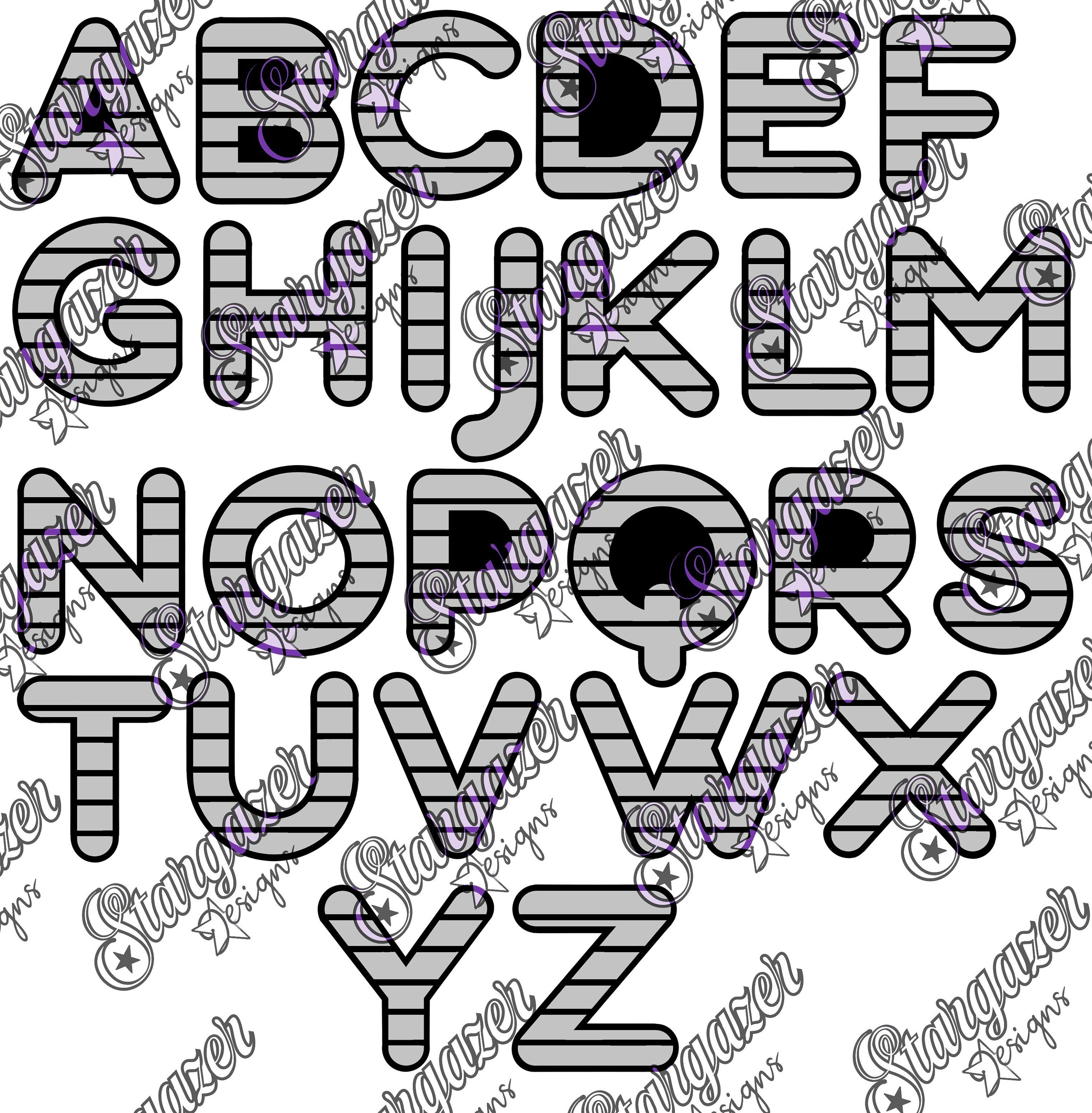 Striped Letter Design, A-Z - PNG and SVG Layers - Etsy
