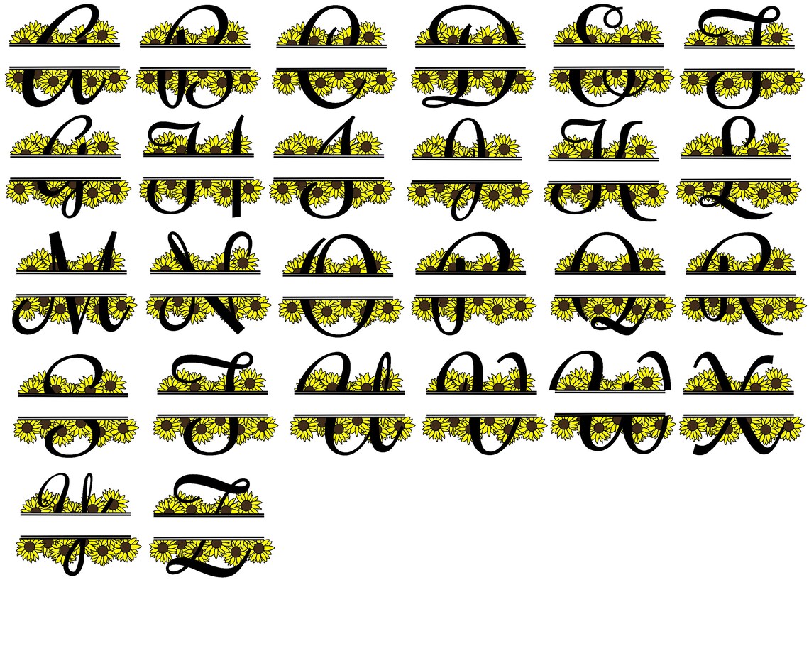 Sunflower Monogram Design, A-Z - PNG and SVG Layers - Etsy