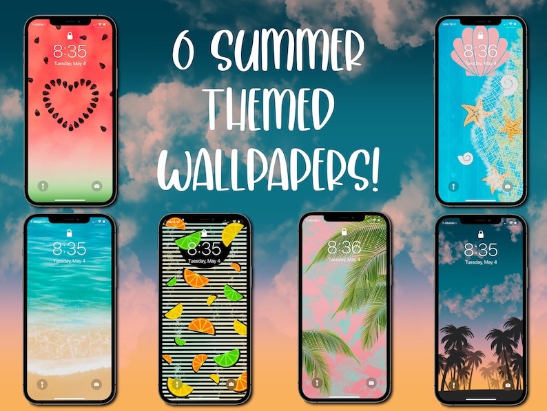 Summer Themed Phone Wallpapers (set of 6) - Etsy