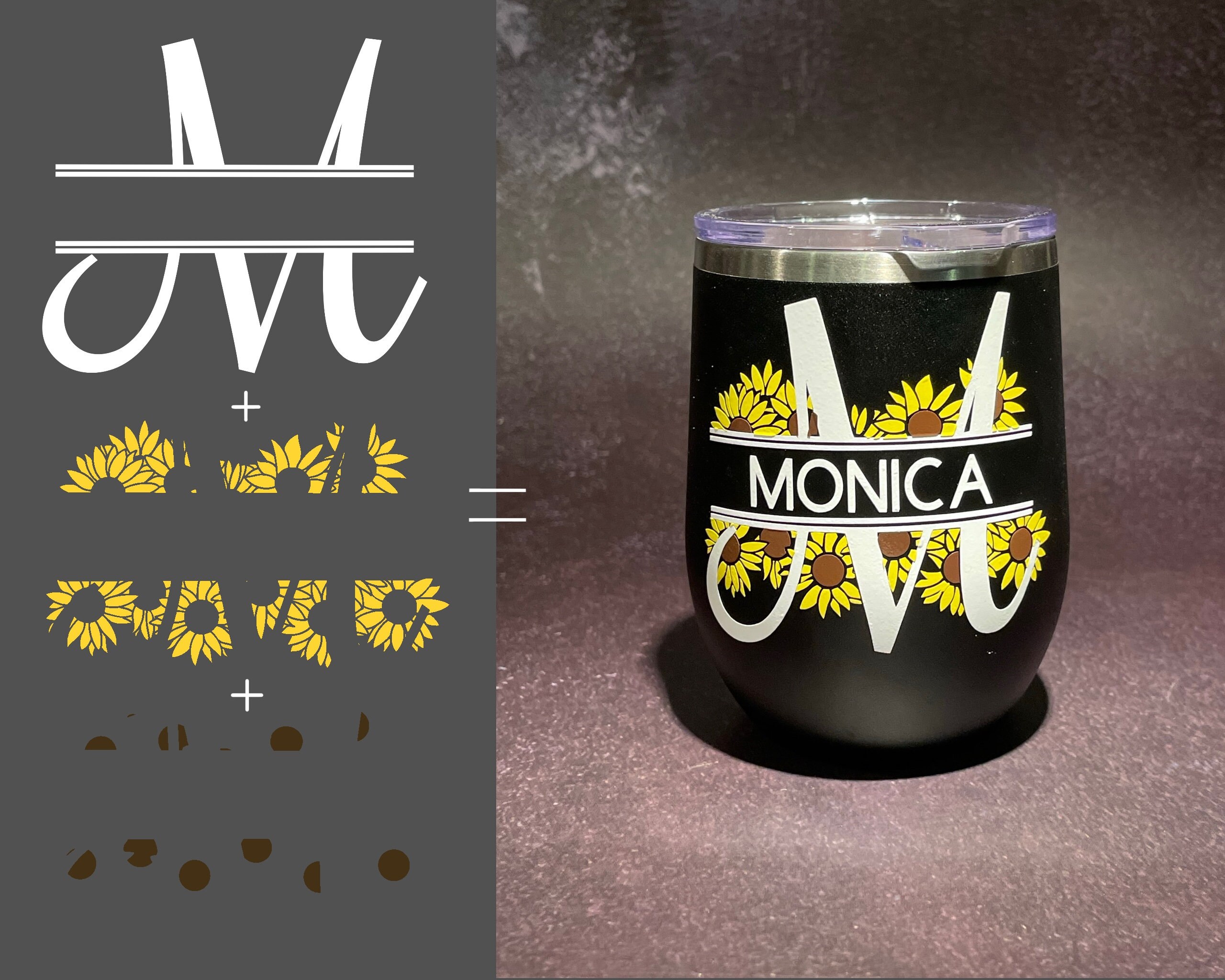 Sunflower Monogram Design, A-Z - PNG and SVG Layers - Etsy